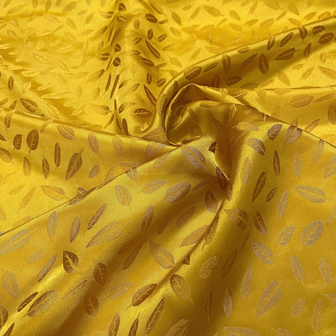 PURE MULBERRY SILK Fabric by the Yard - Yellow Pattern Silk - Handmade ...