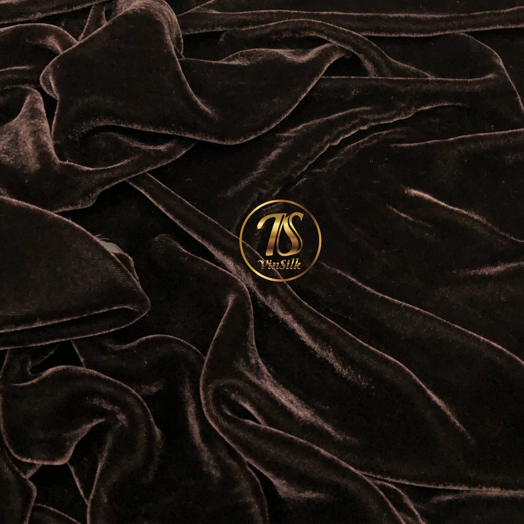 100% MULBERRY SILK VELVET Fabric by the Yard – Brown Velvet - Luxury ...