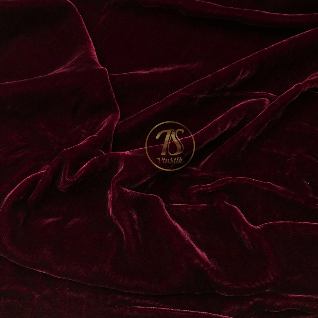 100% MULBERRY SILK VELVET Fabric by the Yard – Burgundy Velvet - Luxury ...