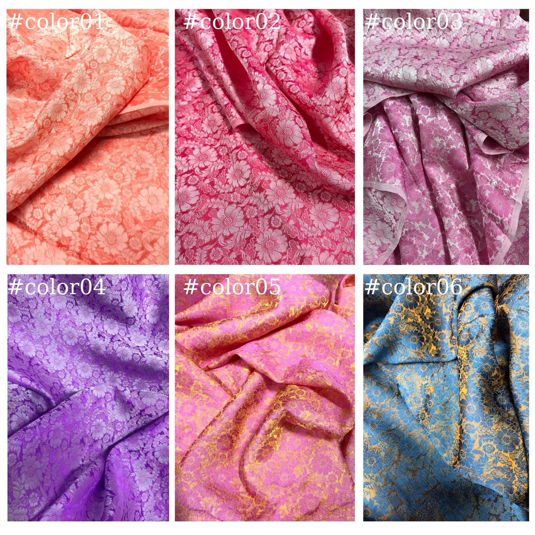 PURE MULBERRY SILK Fabric by the Yard - Chrysanthemum Pattern Silk ...