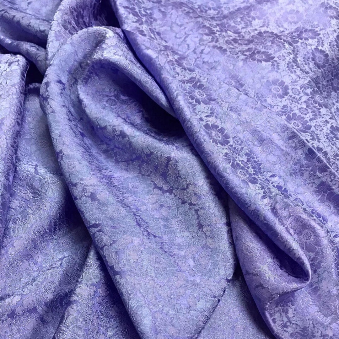 PURE MULBERRY SILK Fabric by the Yard - Purple Flower Silk Fabric ...