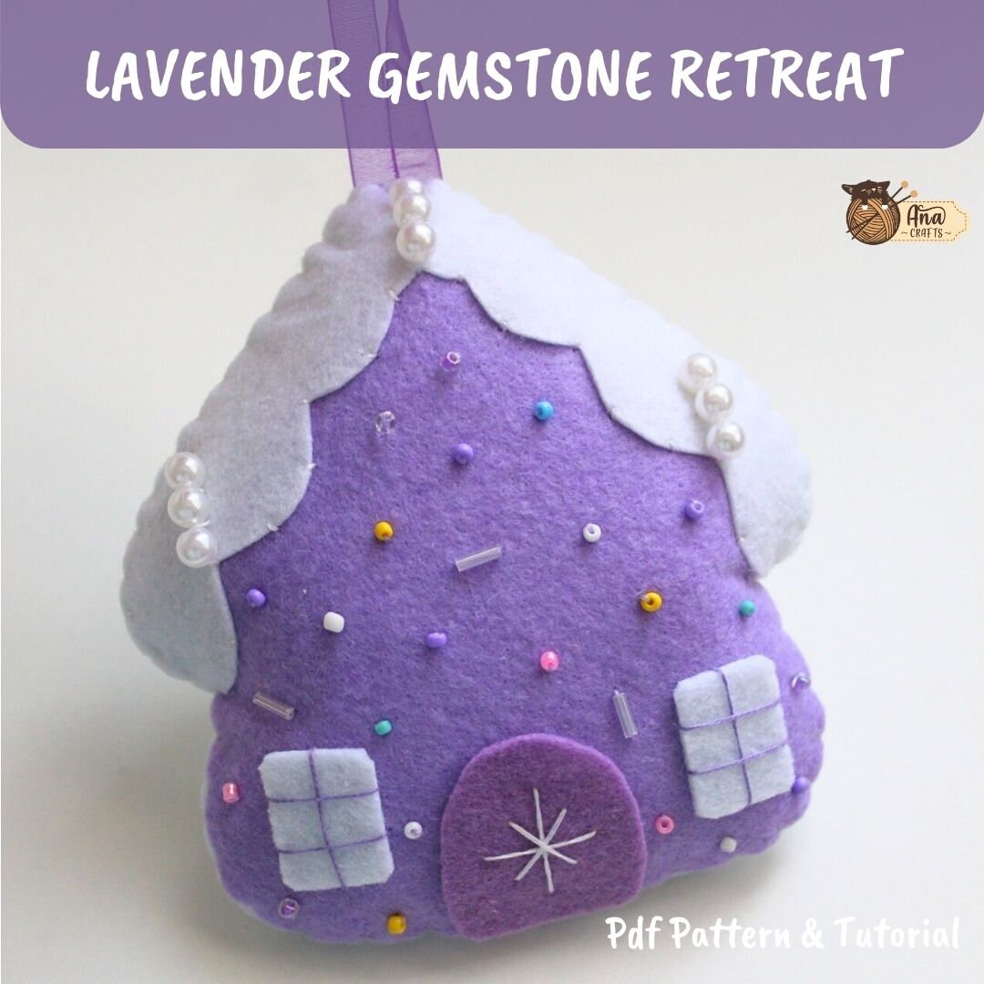 Handsew a Cozy Purple House: Felt Pattern & Tutorial for Cute Hanging Ornament, DIY PDF Pattern ...