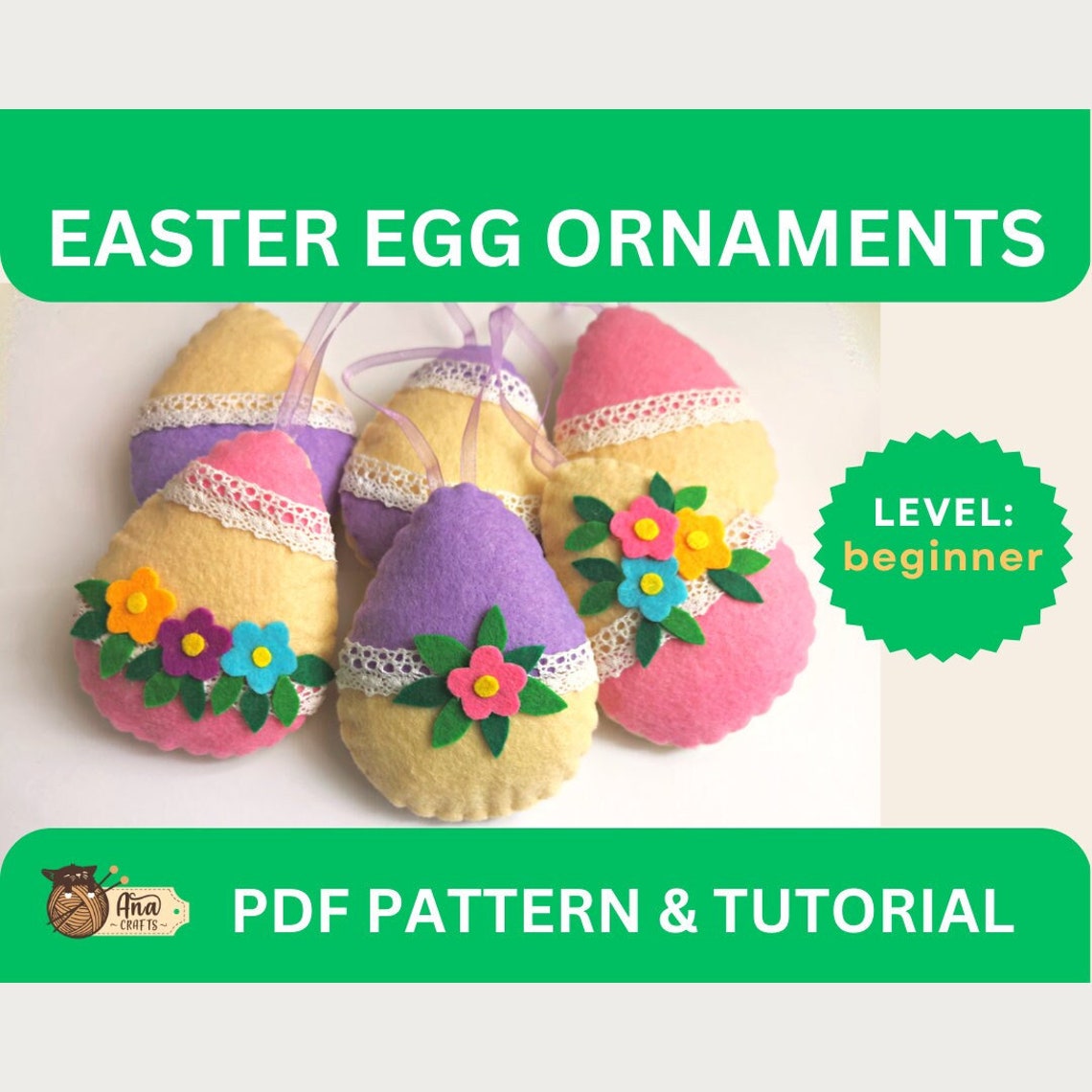 Felt Easter Egg Ornaments Pattern and Tutorial - Etsy