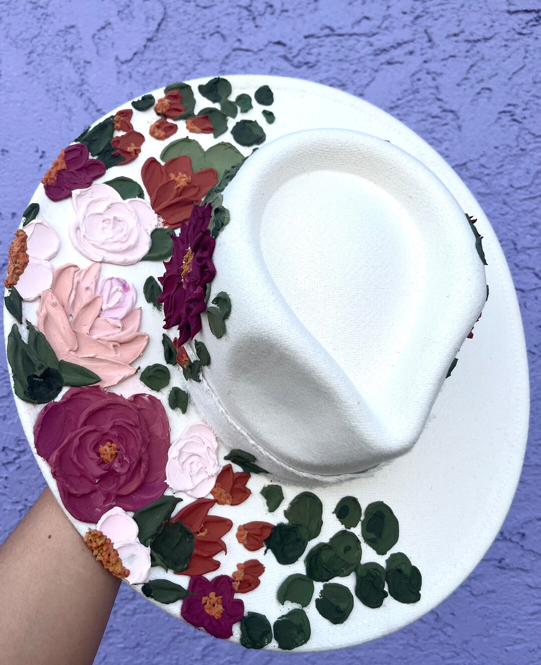 Hand Painted Fedora Bouque Fedora Hat Had Painted Fedora - Etsy