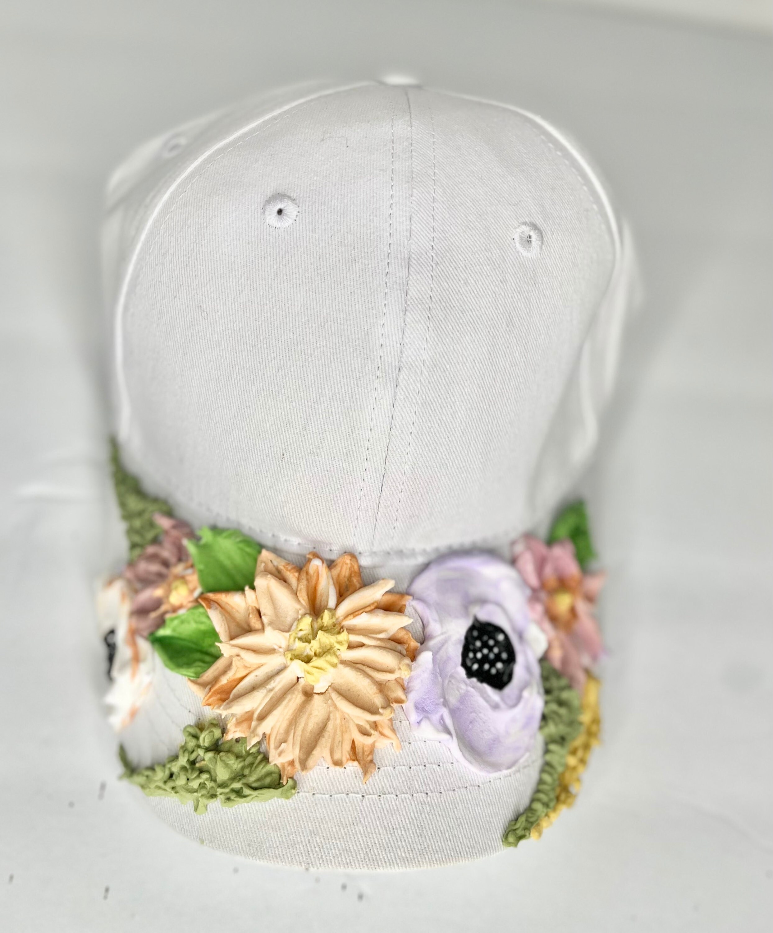 Hand Painted Baseball Cap, 3d Flower Painted Cap, Floral Babes Ball Cap ...