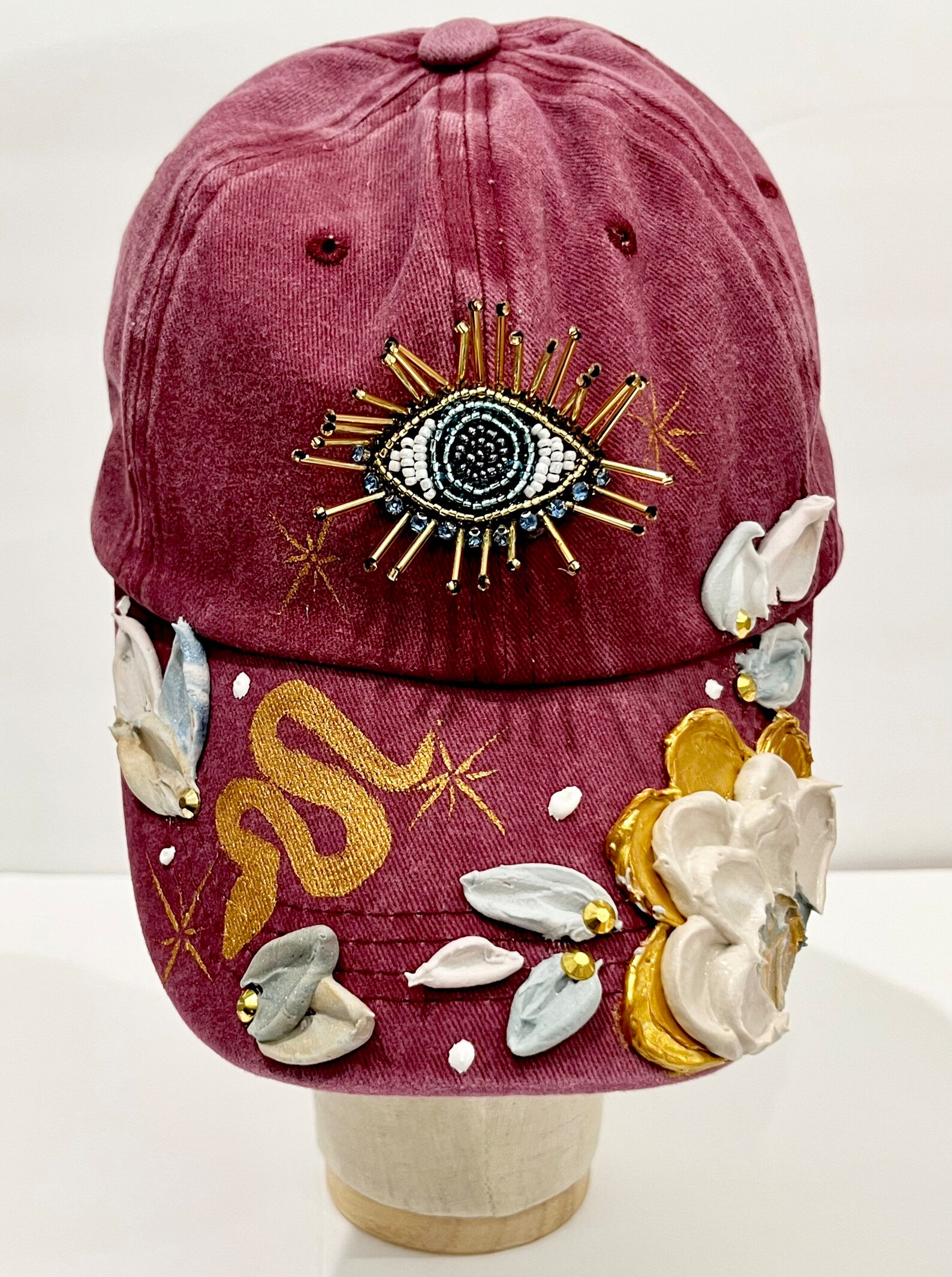 Fuchsia Hand Painted Baseball Hat, Hand Painted Floral Cap Hat, Flower ...