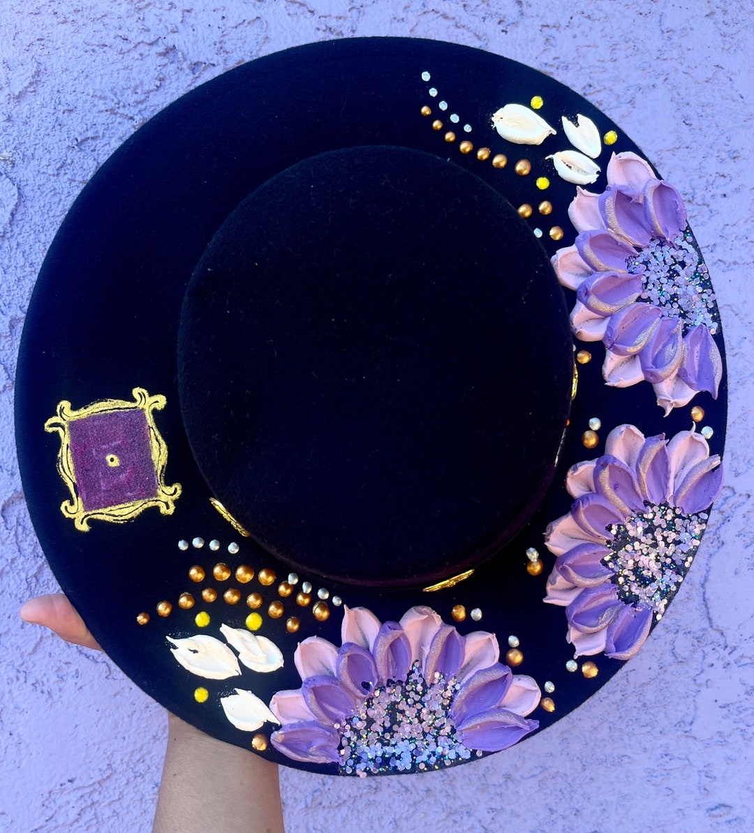 FRIENDS Inspired Hat, Wide Brim Fedora Hand Painted, Wide Brim Fedora ...