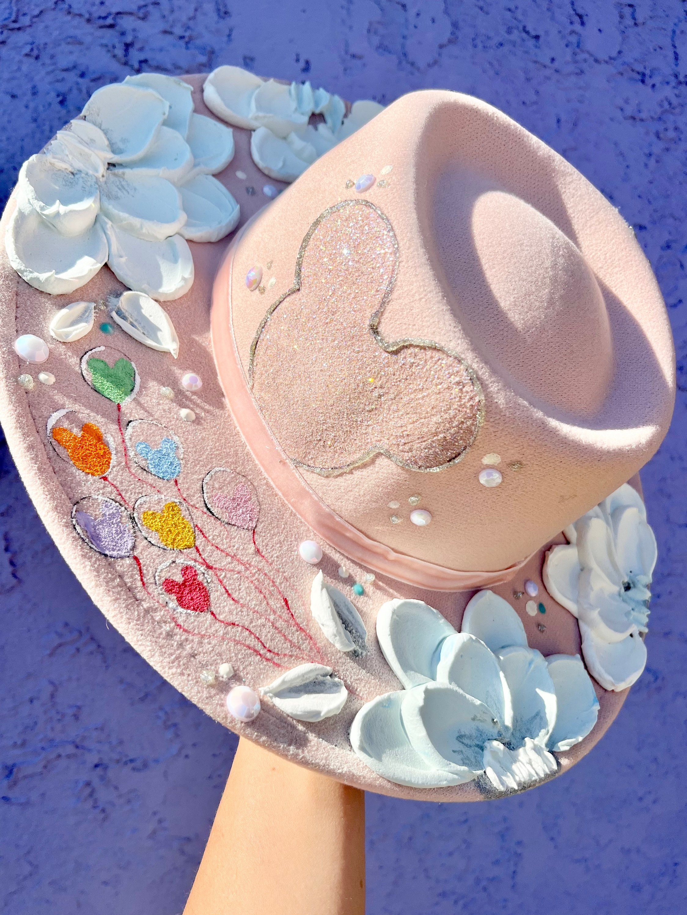 Disney Hat, Cinderella Inspired Hand Painted Hat, Disneyland Hat, Hand ...