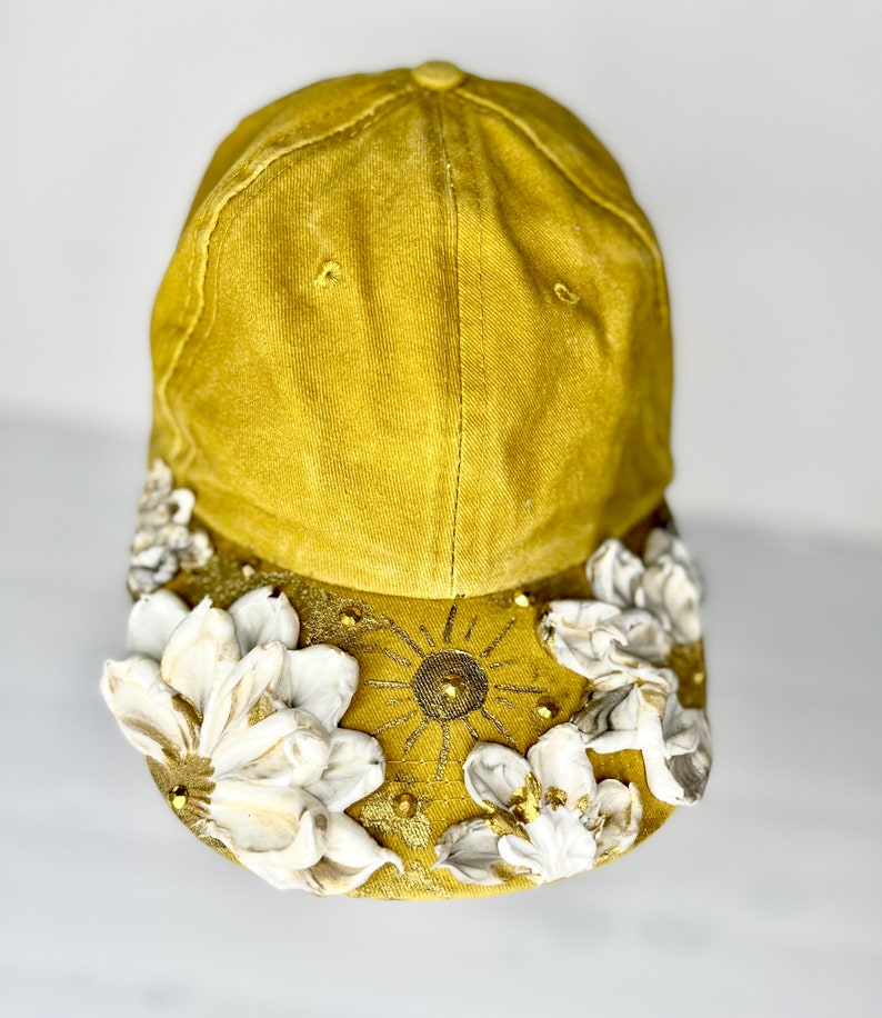 Floral Trucker Cap,hand Painted Flora Cap, Texture Paint Cap, Hand ...