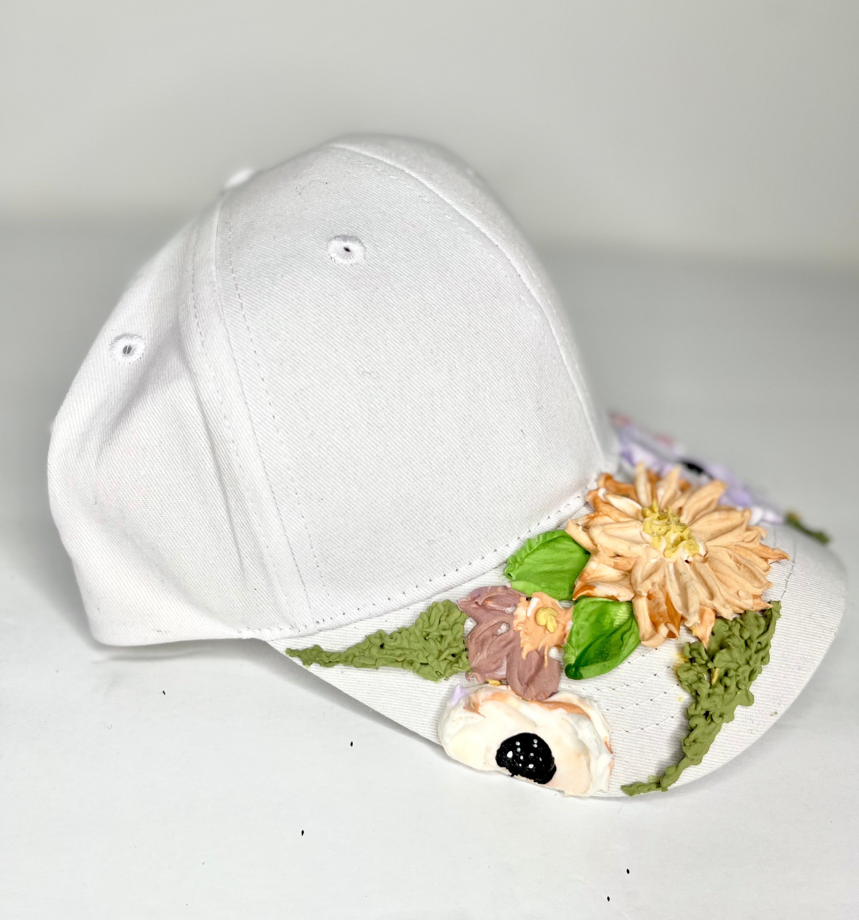 Hand Painted Baseball Cap, 3d Flower Painted Cap, Floral Babes Ball Cap ...