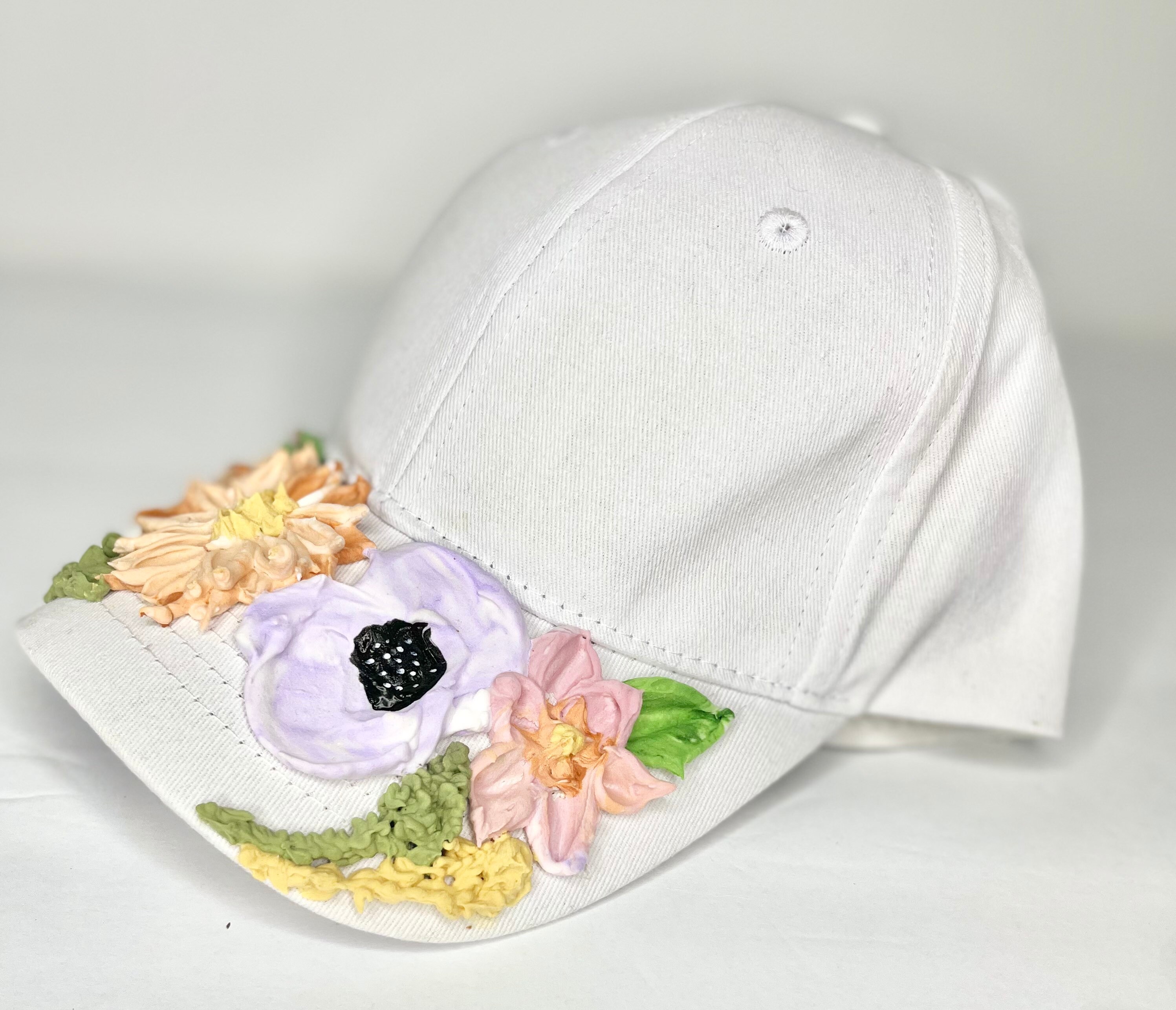 Hand Painted Baseball Cap, 3d Flower Painted Cap, Floral Babes Ball Cap ...