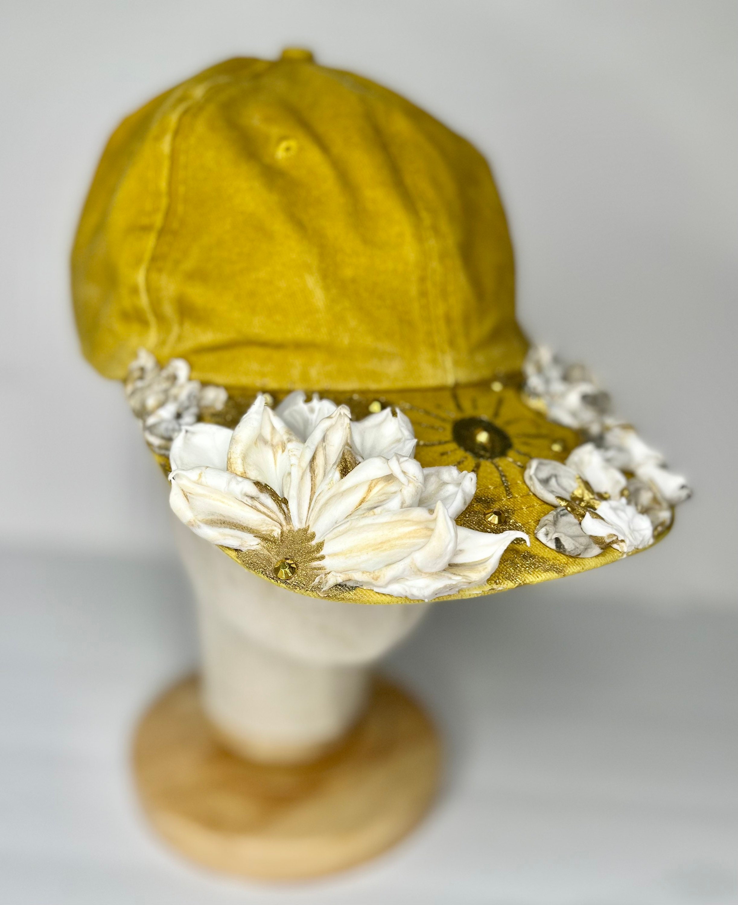3d Floral Cap,hand Painted Flora Cap, Texture Paint Cap, Hand Painted ...