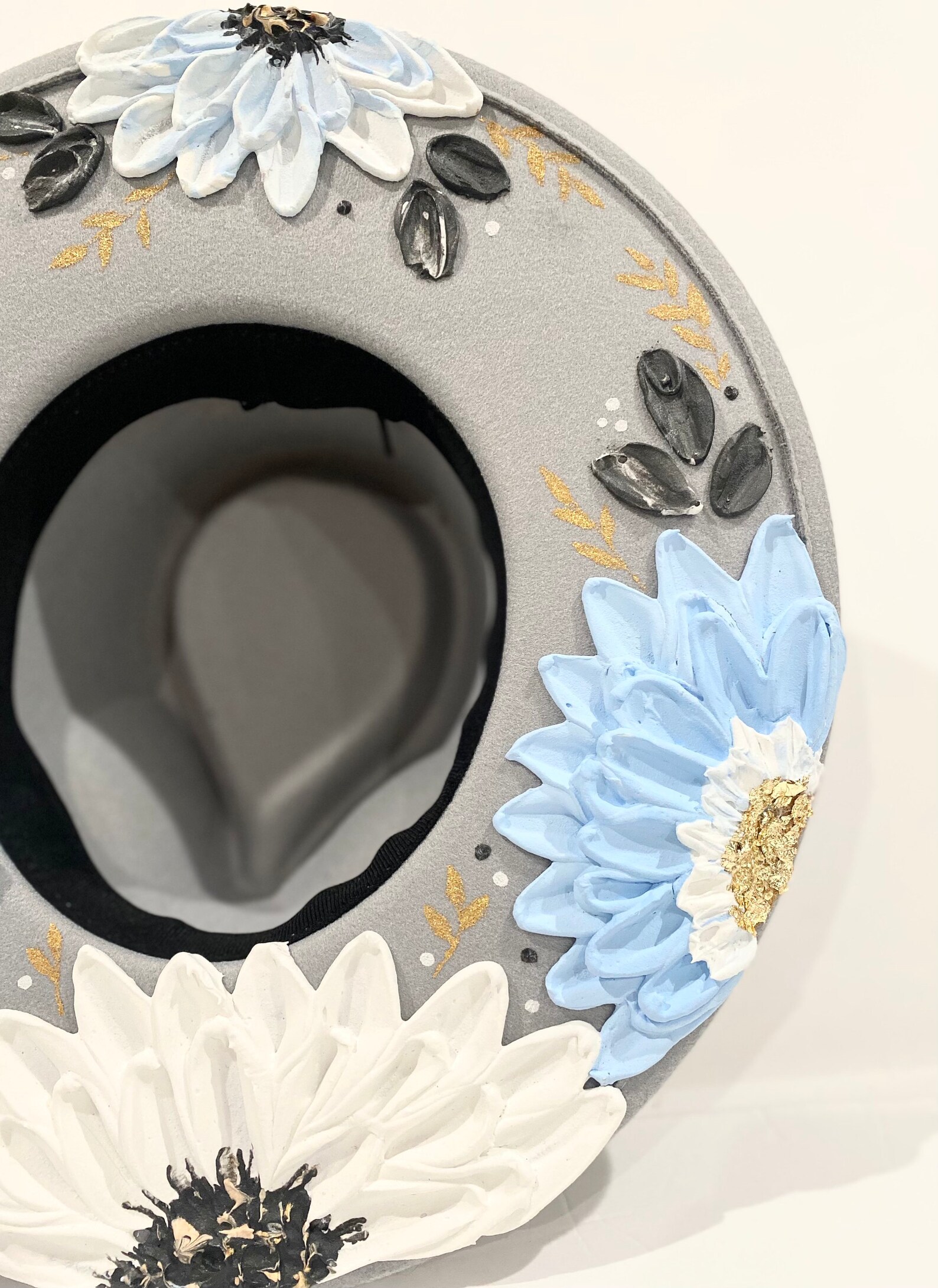 Gray Hand Painted Fedorainside Fedora Hand Painted3d Painted - Etsy