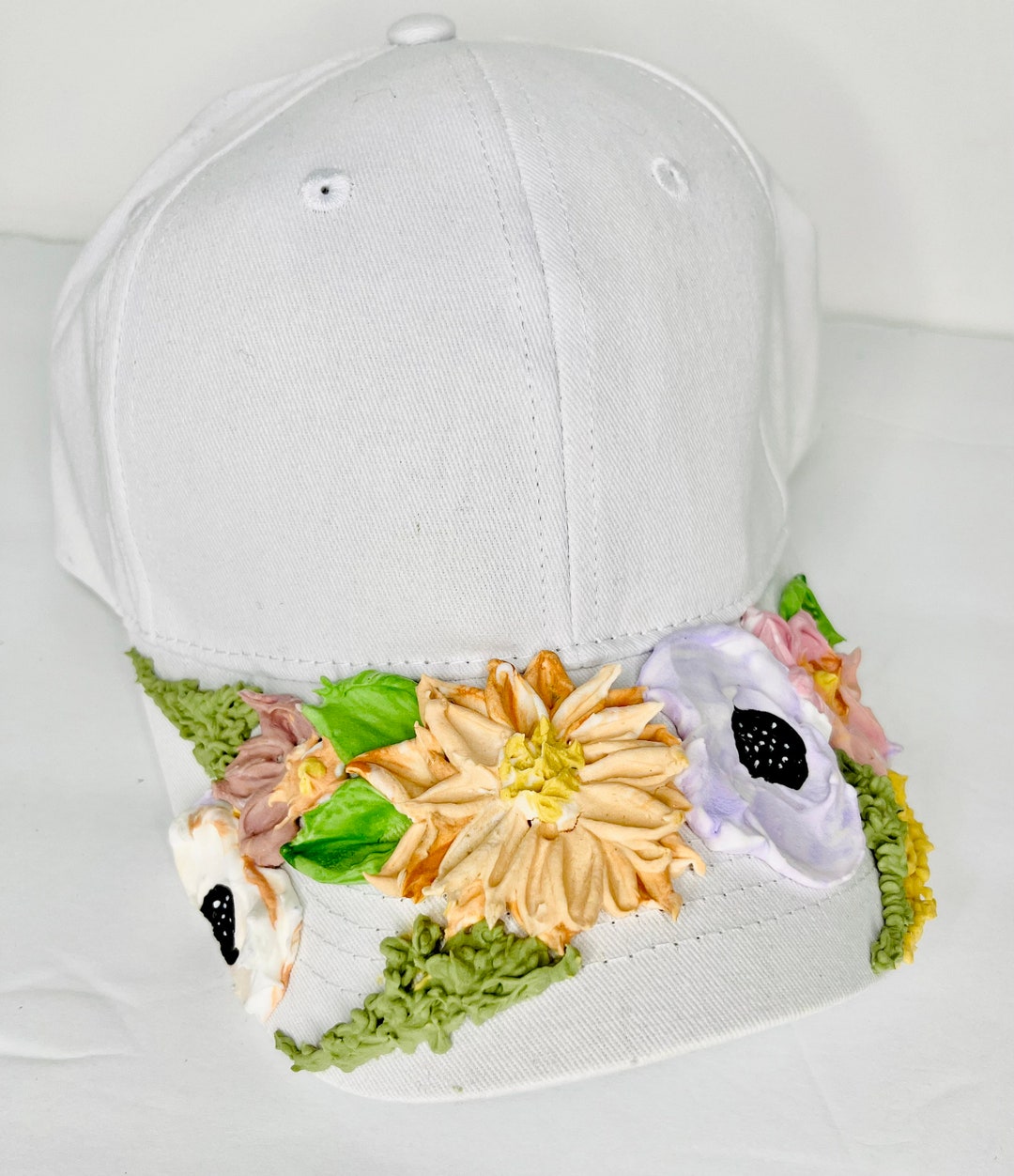 Hand Painted Baseball Cap, 3d Flower Painted Cap, Floral Babes Ball Cap ...