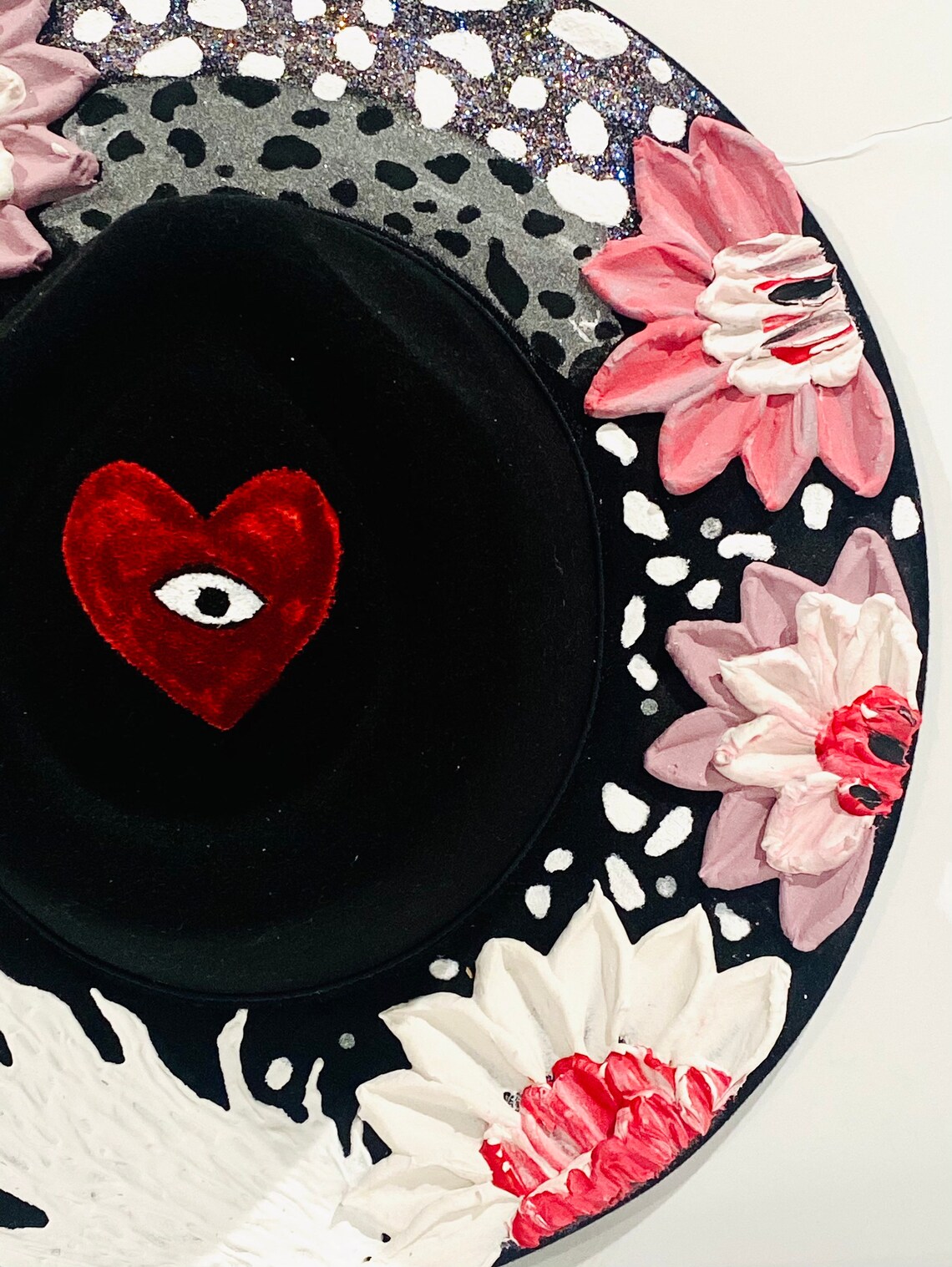 Black Hand Painted Fedora, Retro Fedora, Leopard Hat , Hand Painted ...