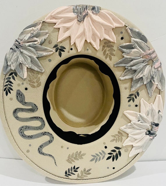 Floral Hand Painted 3d Fedora Inside Painted Fedora Flora | Etsy