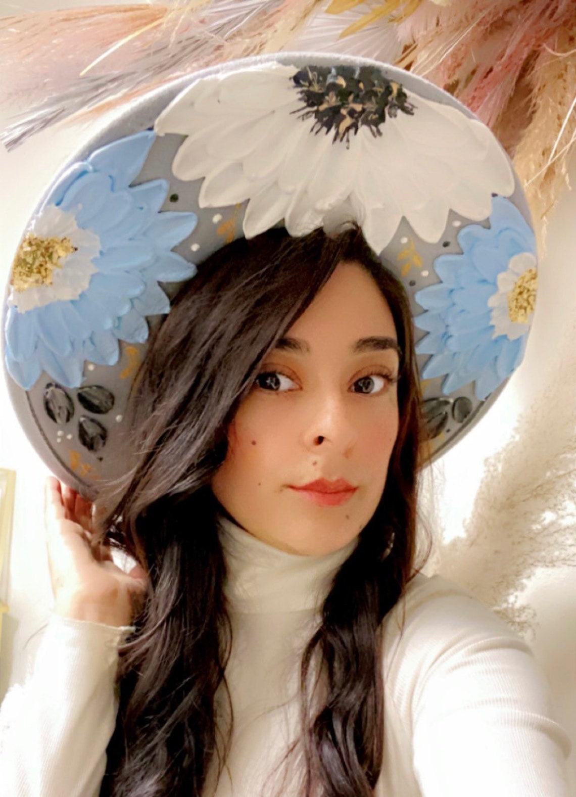 Gray Hand Painted Fedorainside Fedora Hand Painted3d Painted - Etsy