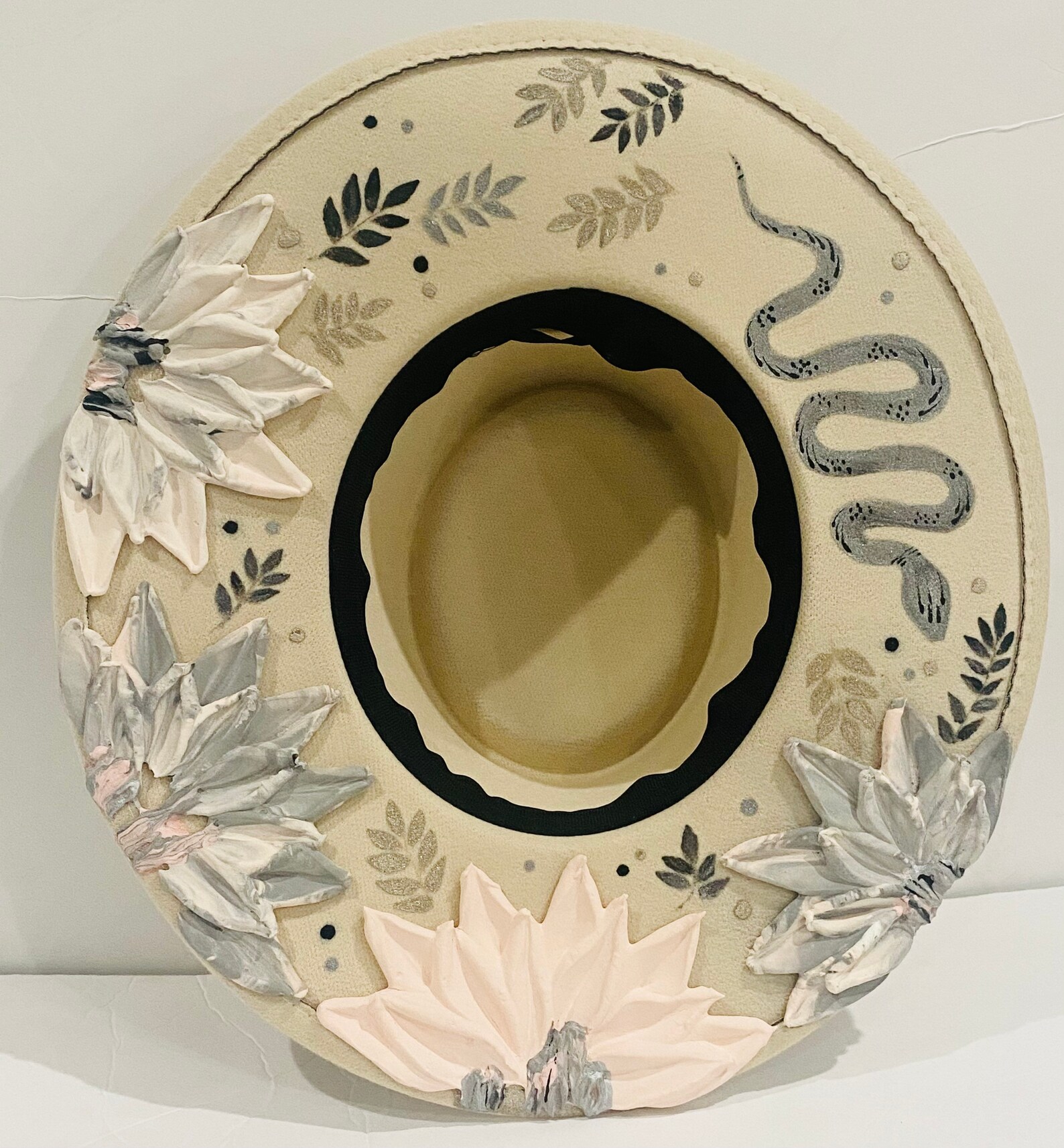 Floral Hand Painted 3d Fedora Inside Painted Fedora Flora - Etsy