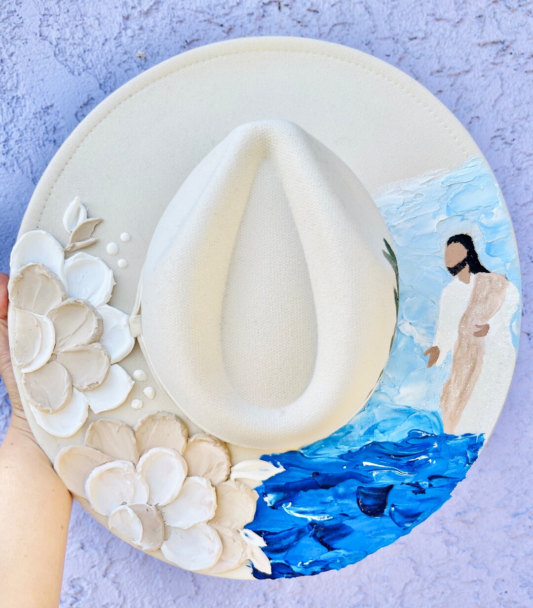 Hand Painted Aesthetic God, Religious Hat, Holy Hat, Hand Painted Cross ...