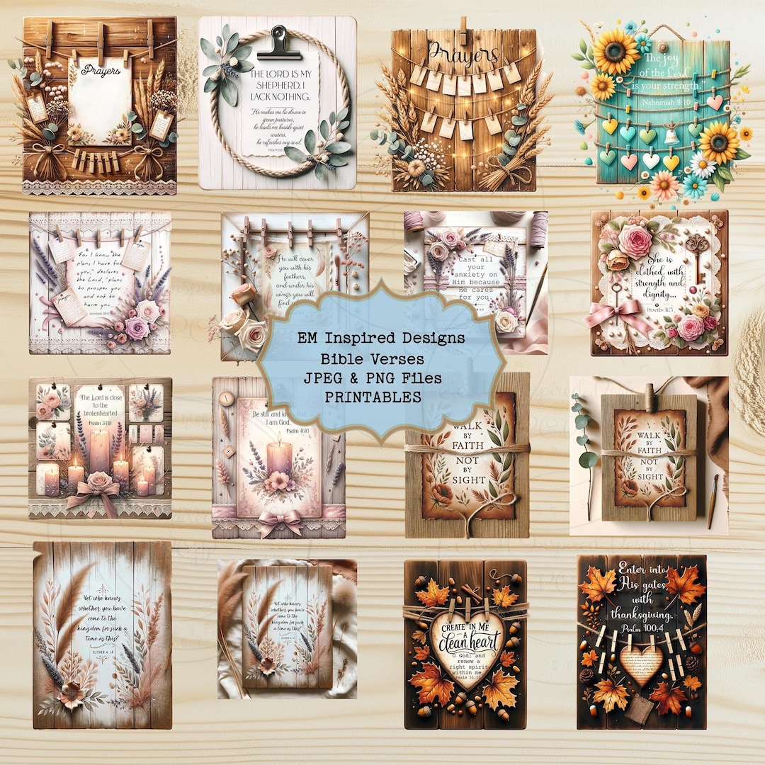 16 Printable Scripture Cards • Rustic Floral Bible Verse Cards ...