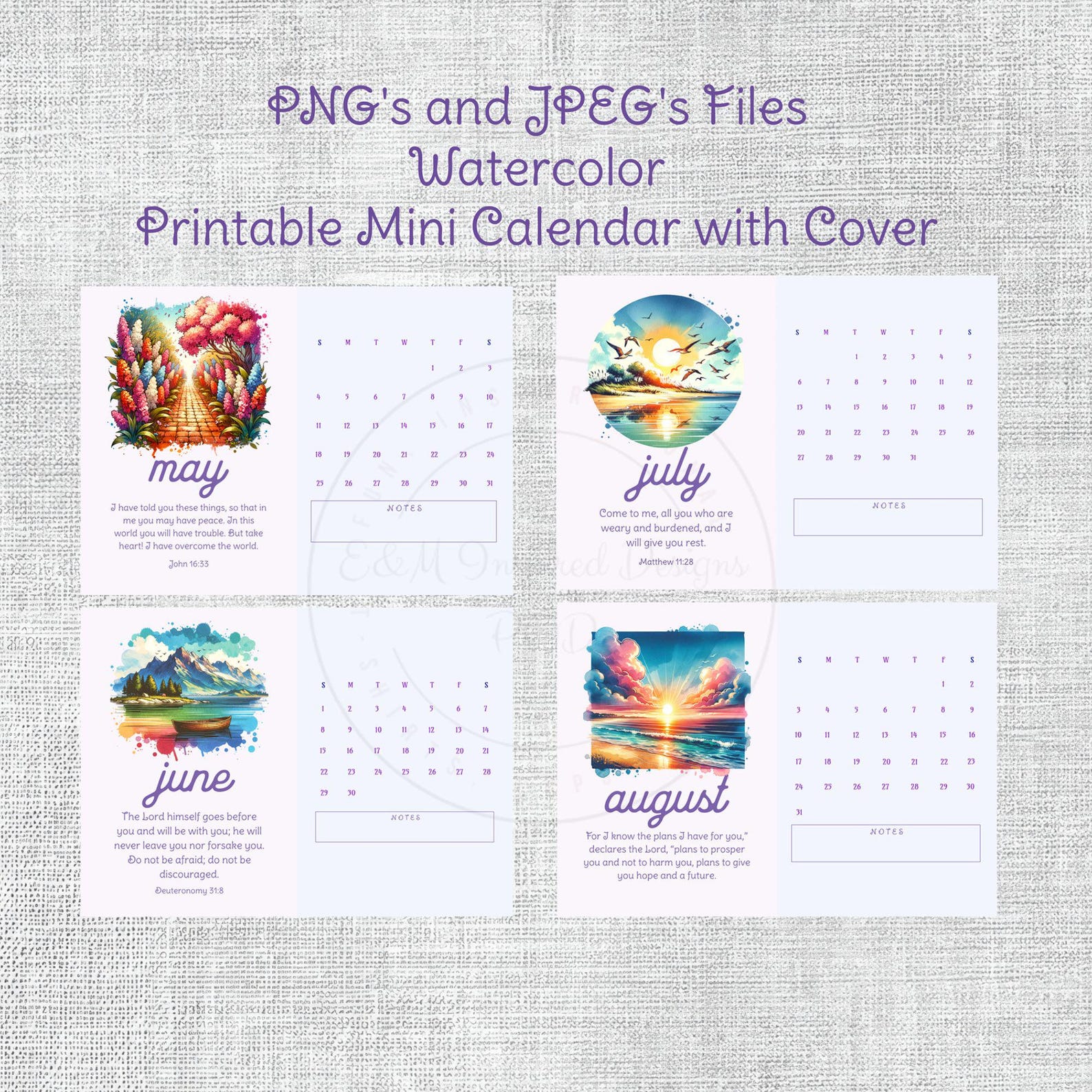 Mini Calendar 2025, Monthly Watercolor Calendar 2025, 2025 Calendar Png ...