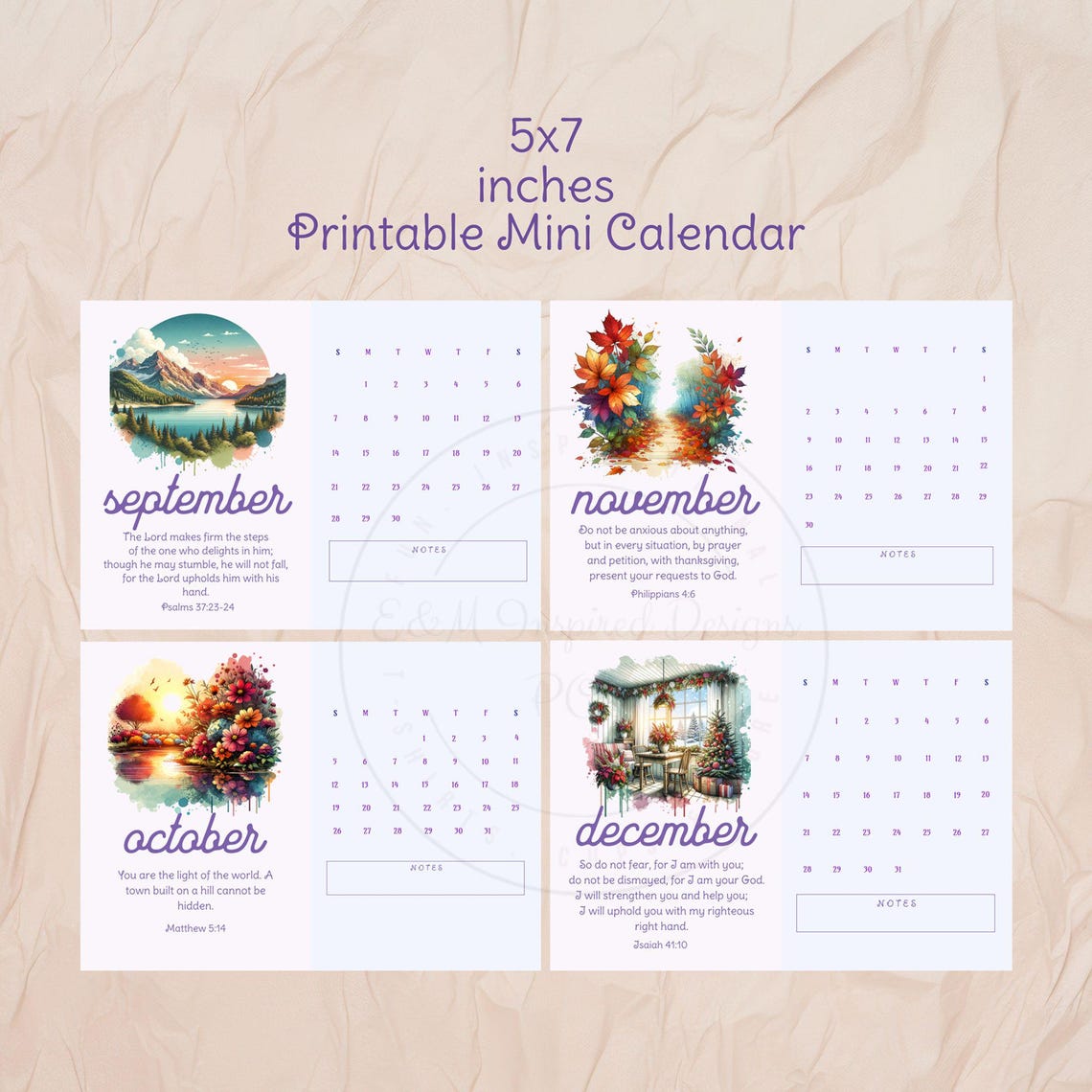 Mini Calendar 2025, Monthly Watercolor Calendar 2025, 2025 Calendar Png ...