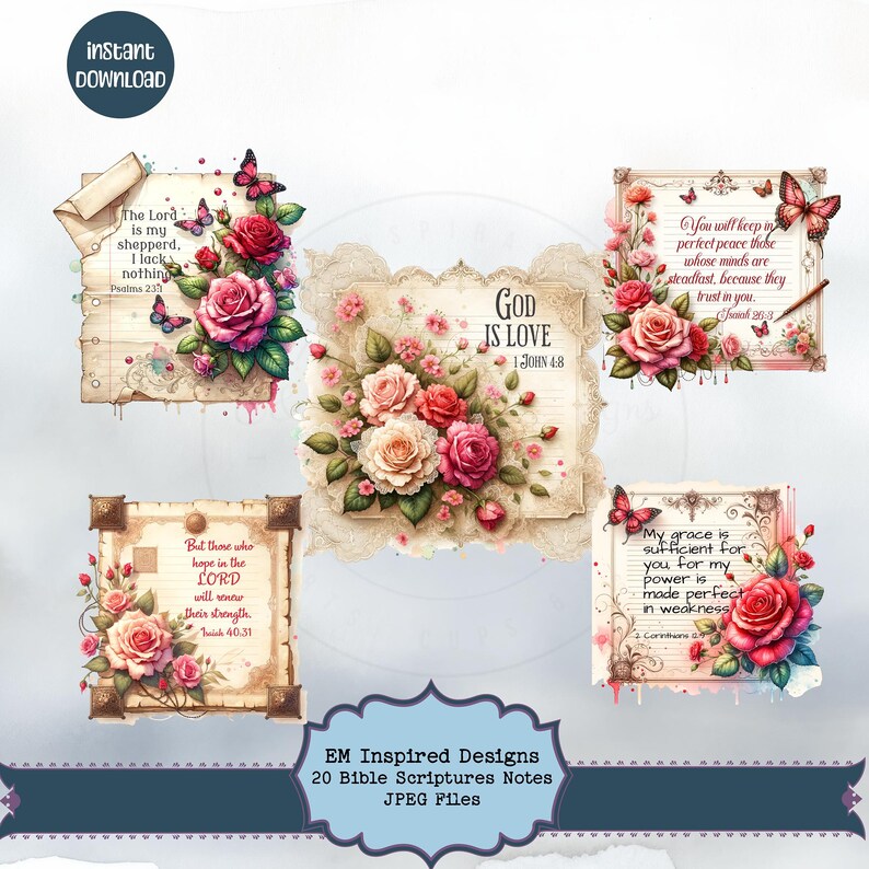 Bible Verse Cards Printable • Christian Scripture Encouragement Set ...