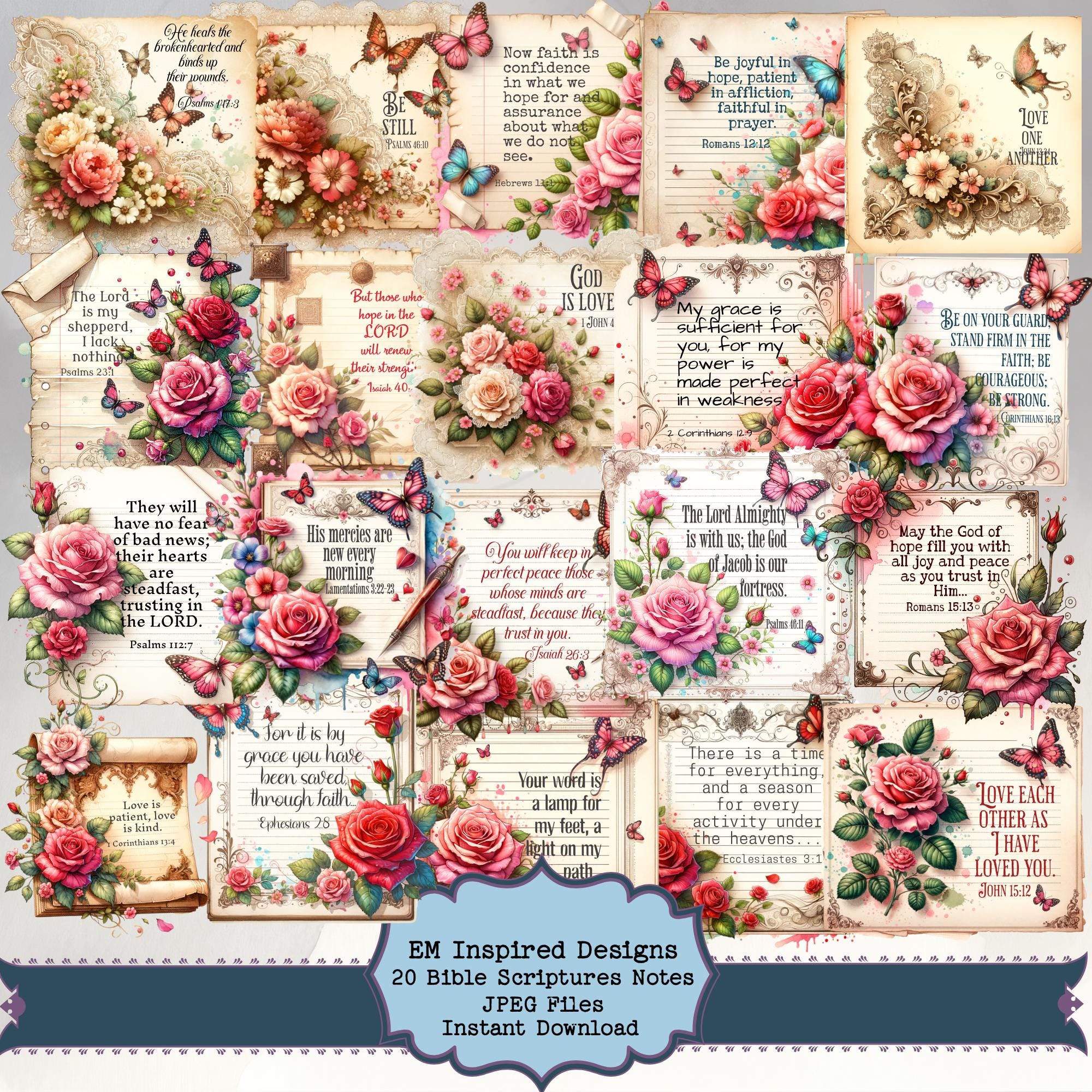 Bible Verse Cards Printable • Christian Scripture Encouragement Set ...