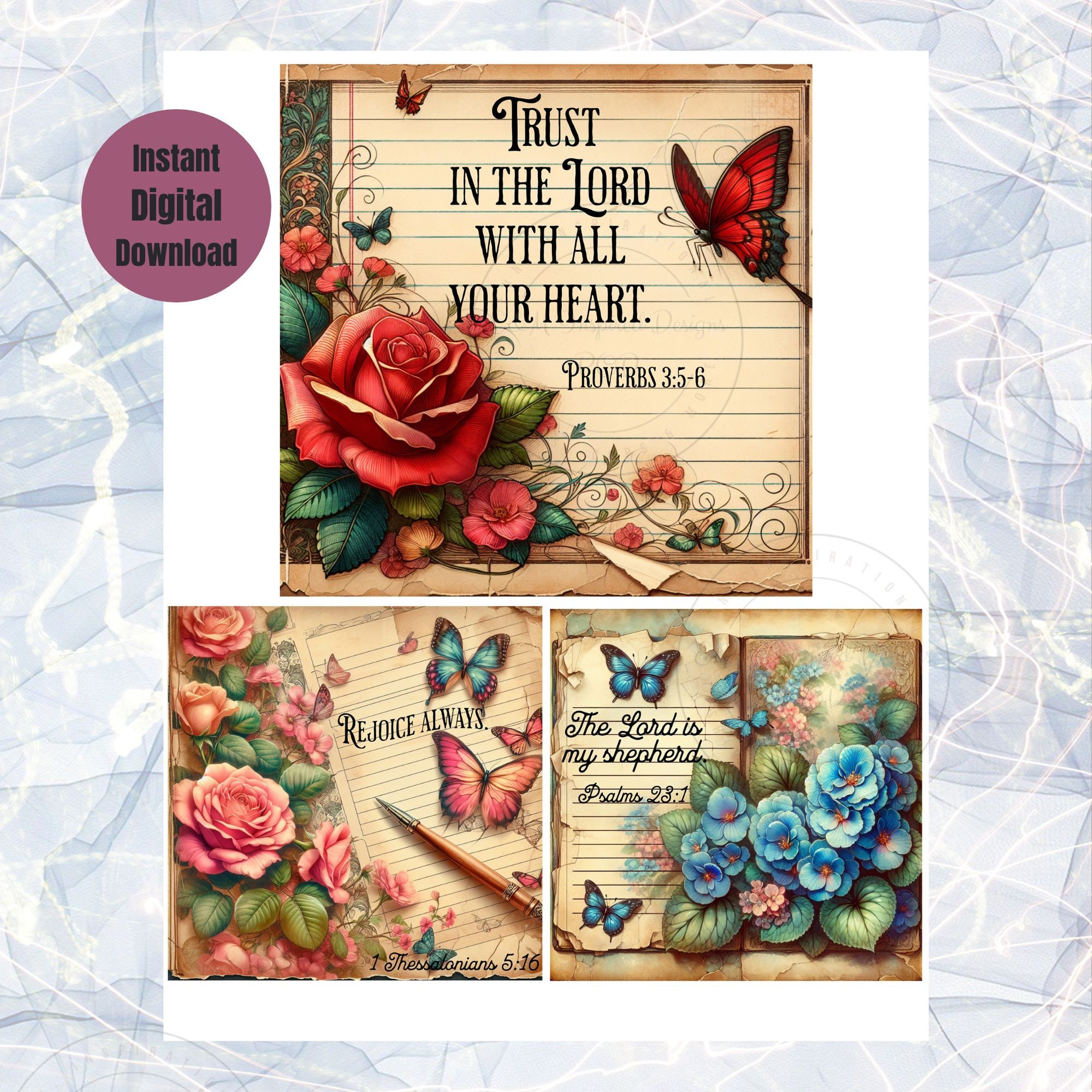 21 Junk Journal Bible Verse Cards • Vintage Floral Scripture Cards ...