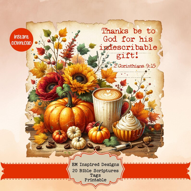 Thanksgiving Bible Verse Print • Christian Fall Scripture Printable ...