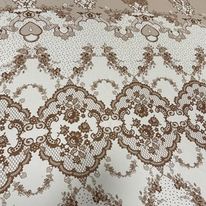 Vintage Lace-inspired Brown Floral Fabric for Elegant Crafting and ...