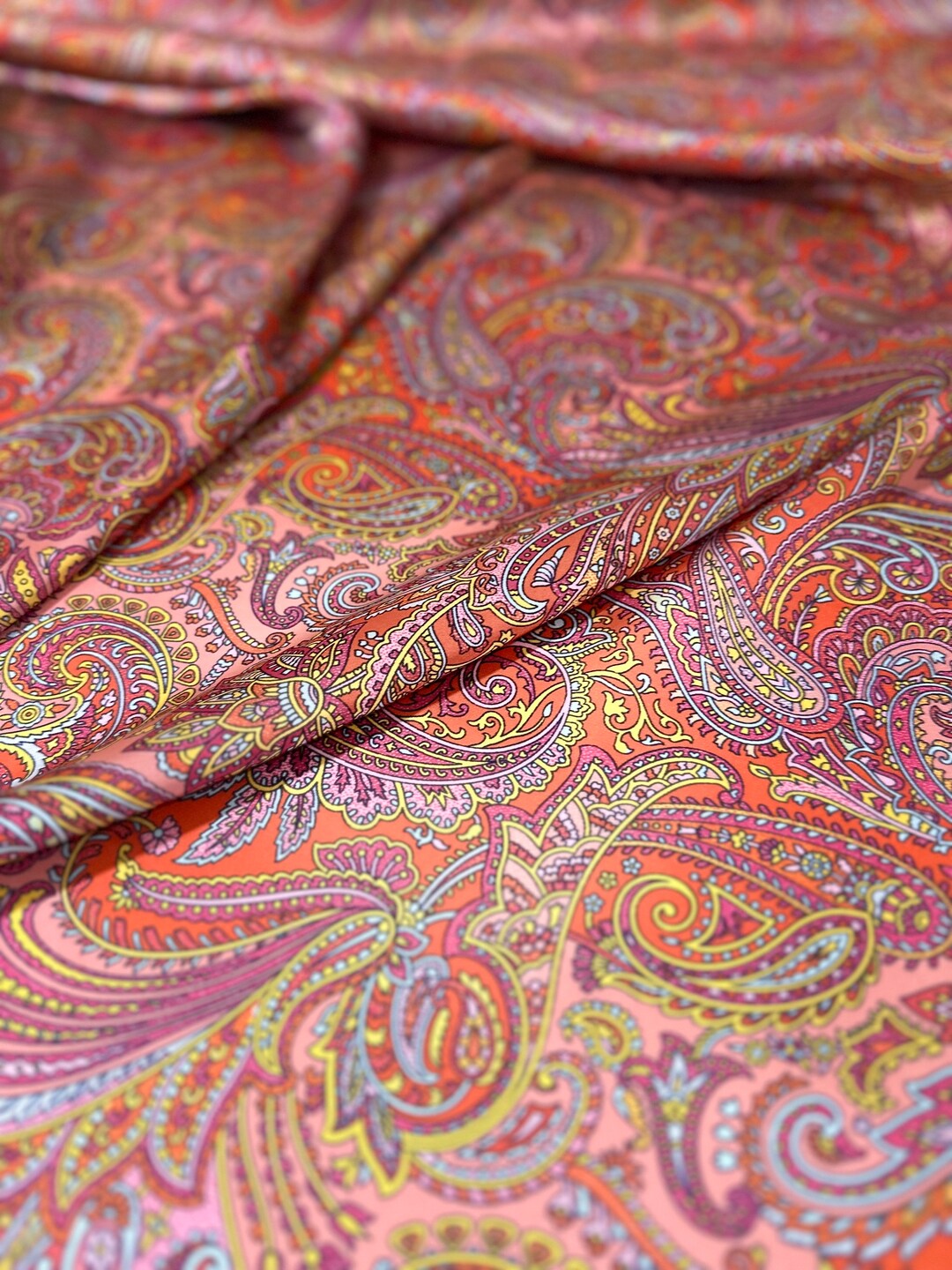 Paisley Pattern Fabric, Pink and Red Fabric by the Yard - Etsy
