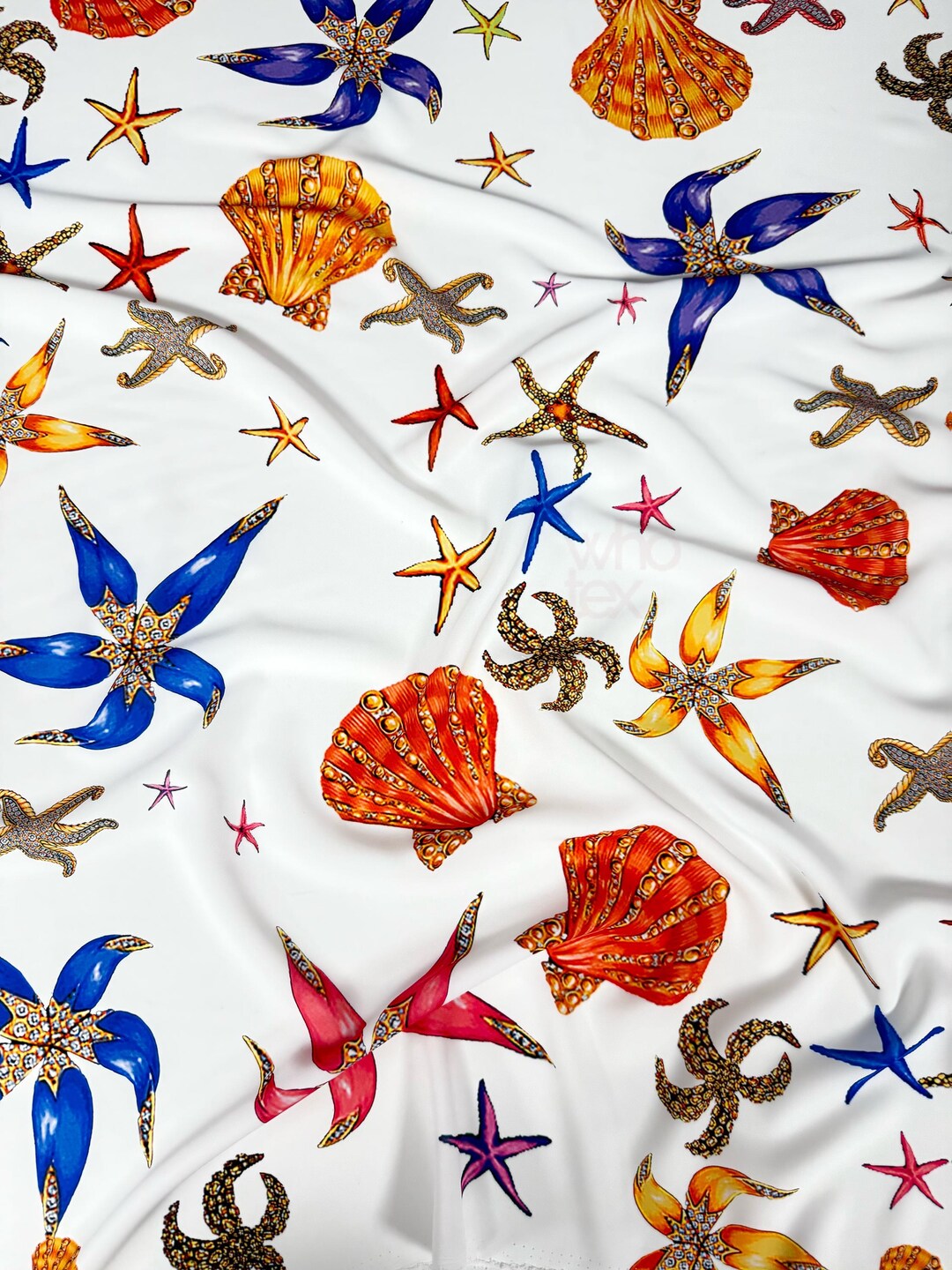 Sea Shell Pattern Fabric, Starfish on White Fabric by the Yard - Etsy