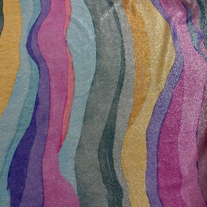 Shimmer Lurex Fabric, Multicolor Pattern Glitter 2-way Stretch Spandex ...