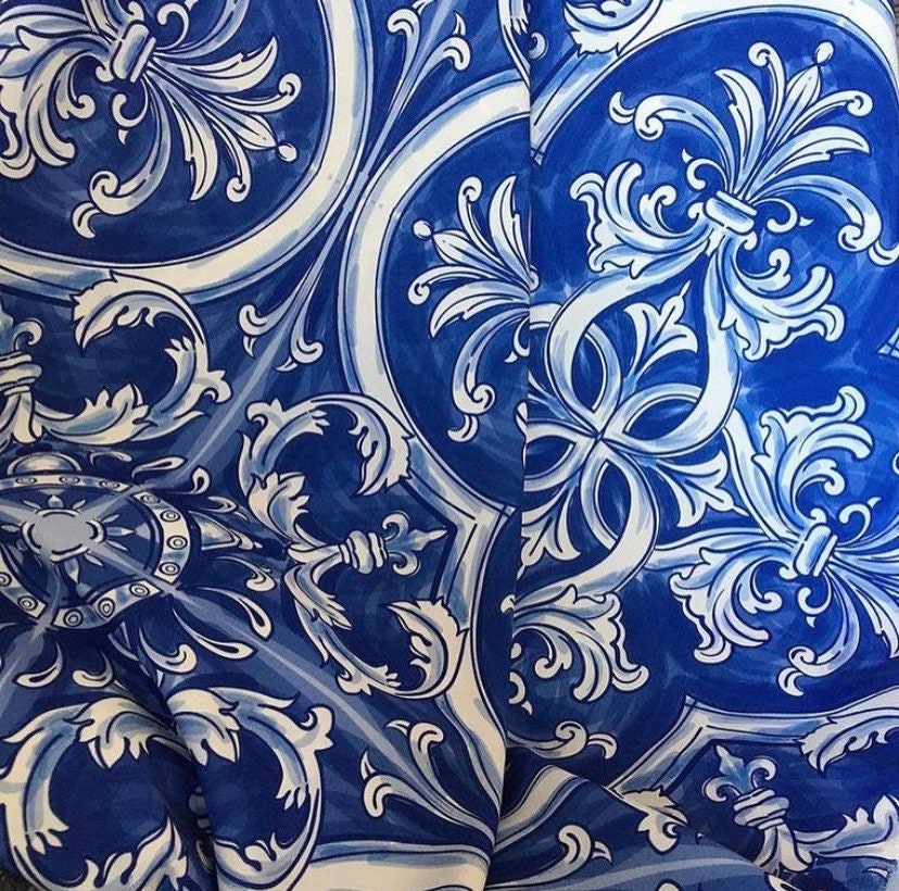 Sicilian Print Silky Crepe Fabric High Quality Fabric - Etsy Australia