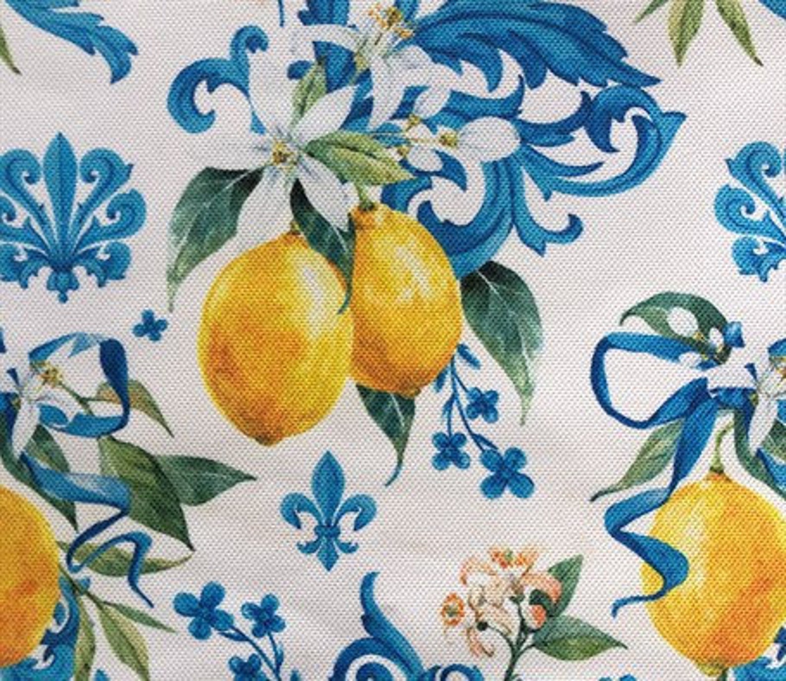 Baroque Blue Lemon Pattern Upholstery Fabric Lemon Pattern - Etsy