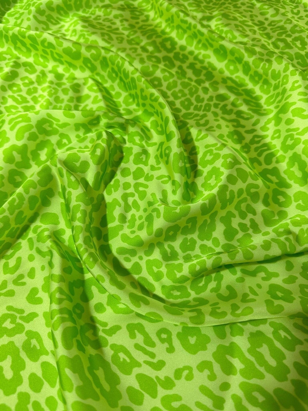 Neon Green Leopard Print Fabric - Vibrant Patterned Material - Etsy