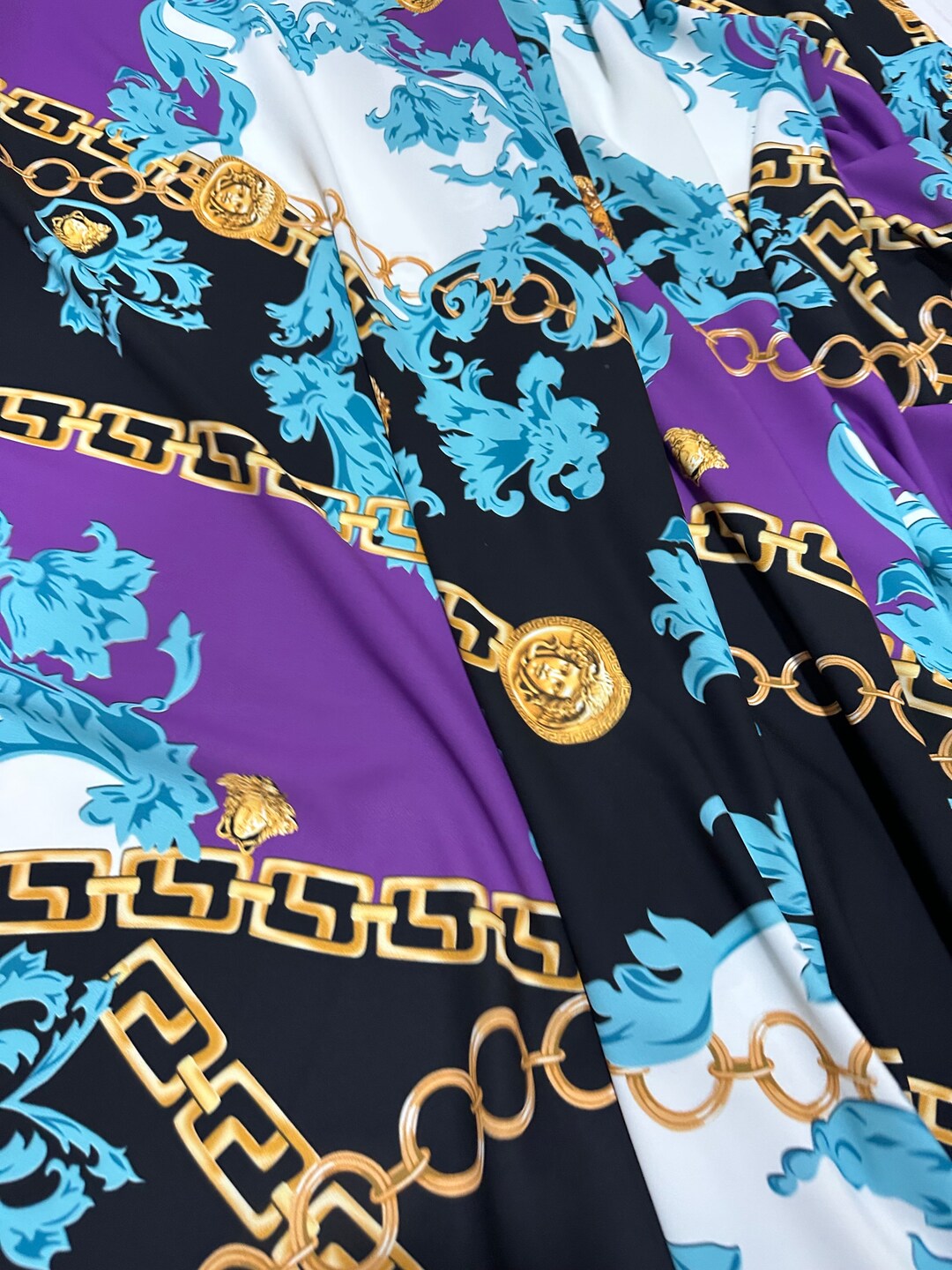 Swirl Pattern Fabric,luxe Fabric, High Quality Fabric, Gold Chain Print ...