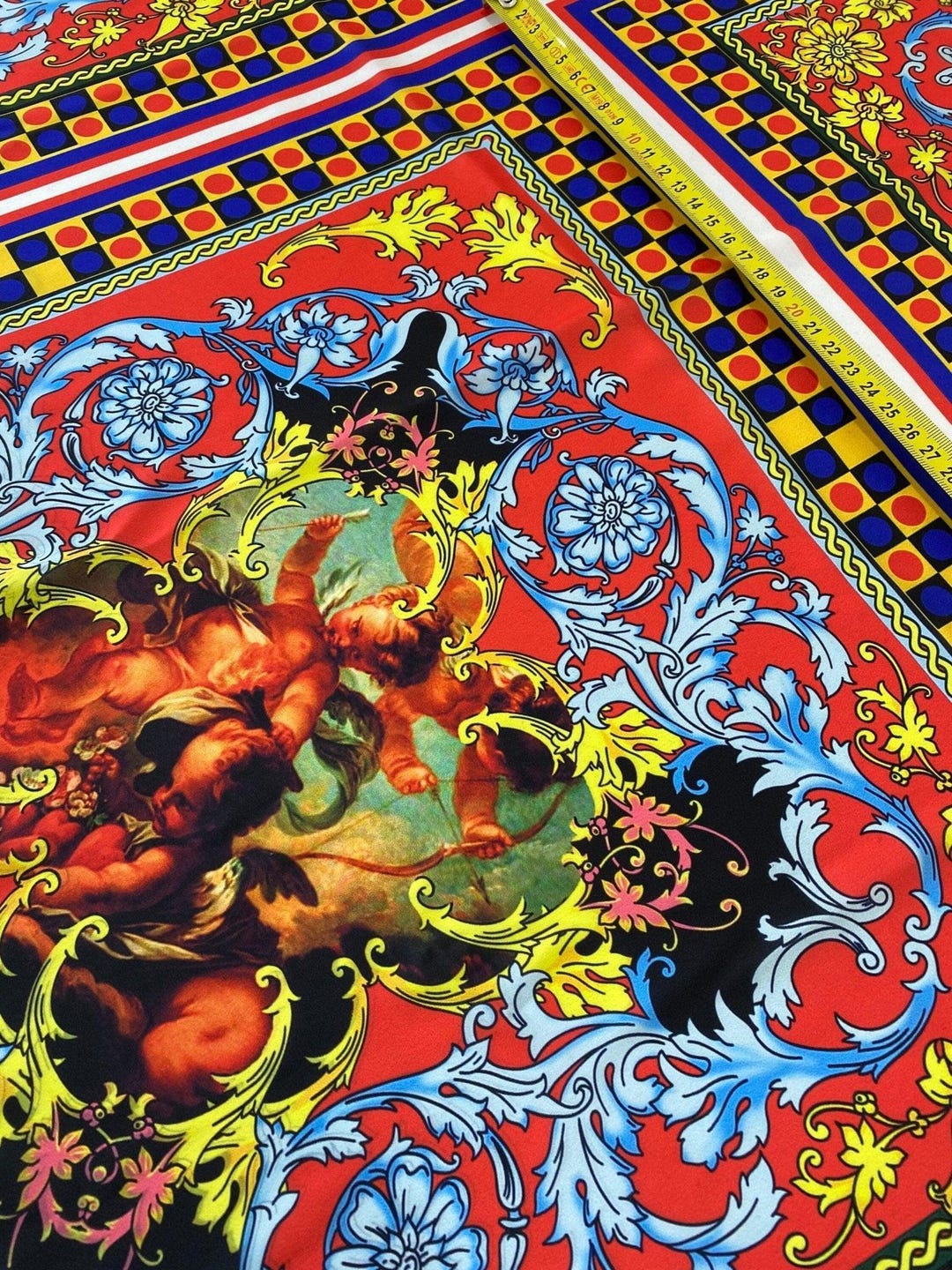 Sicilian Pattern Fabric - Red Blue Decorative Fabric - Etsy