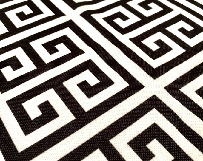 Greek Key Fabric Black Key on White by Cest_la_viv Geometric Black and ...
