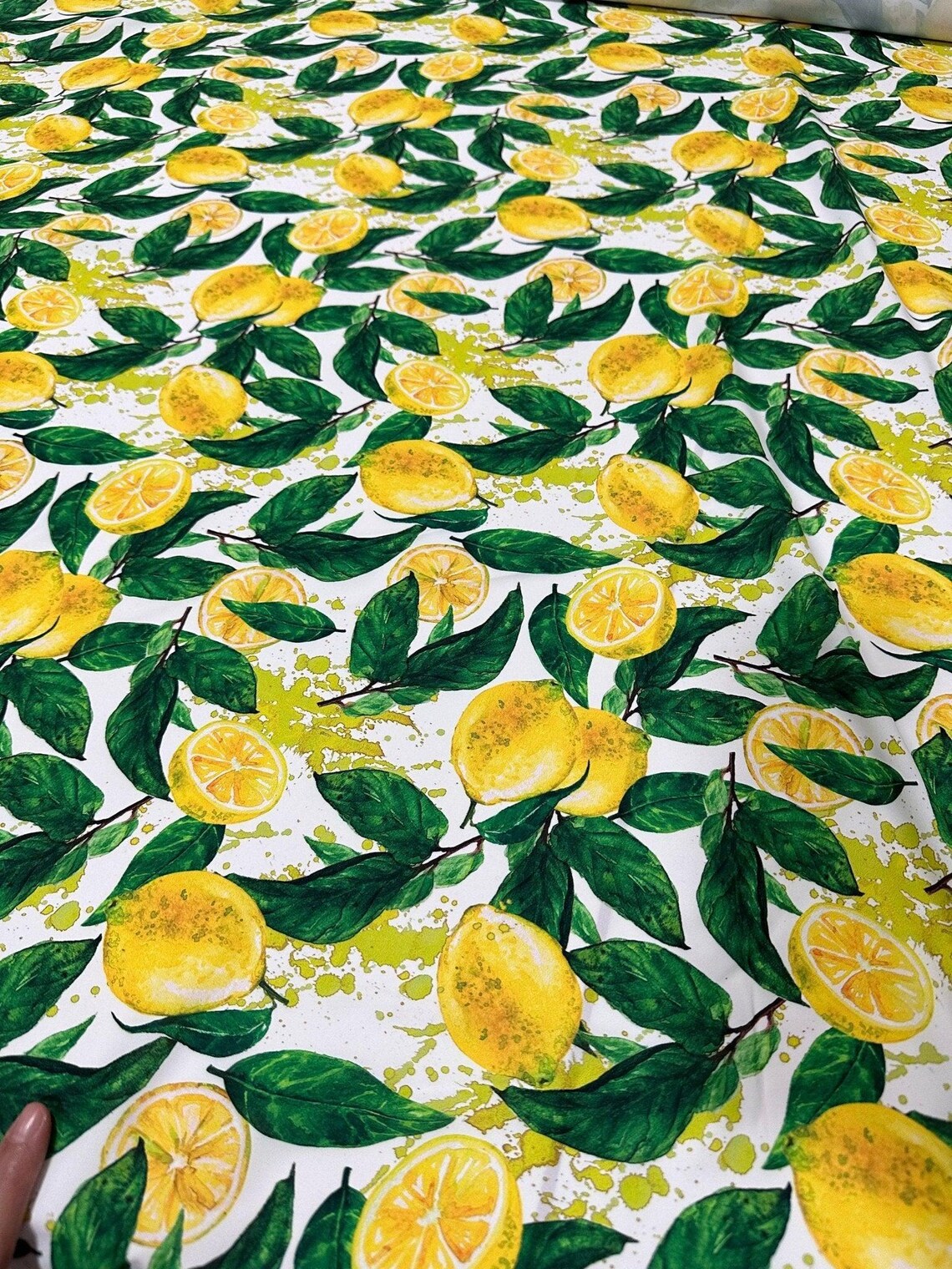 Lemon Pattern Fabric - White and Yellow Cotton Decor Fabric - Etsy