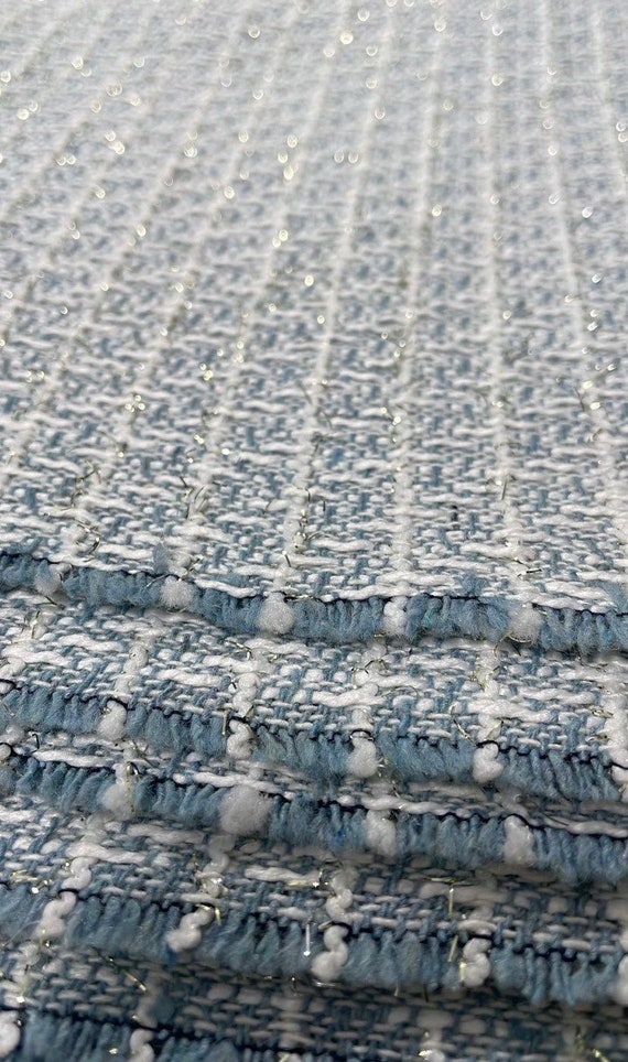 Baby Blue Tweed Fabric Cotton Tweed Fabric for Clothing by | Etsy
