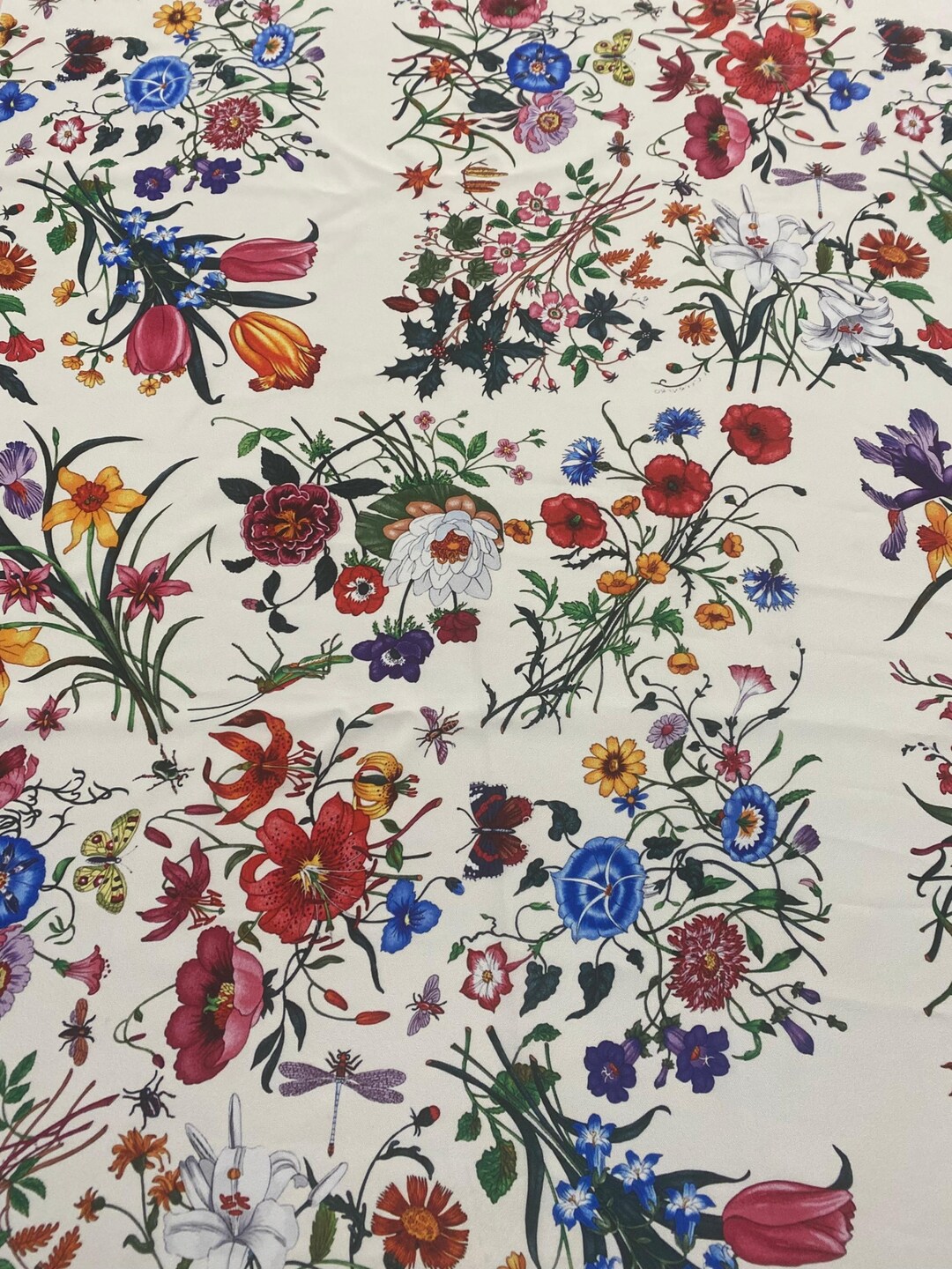 Cream Floral Botanical Print Fabric - Etsy