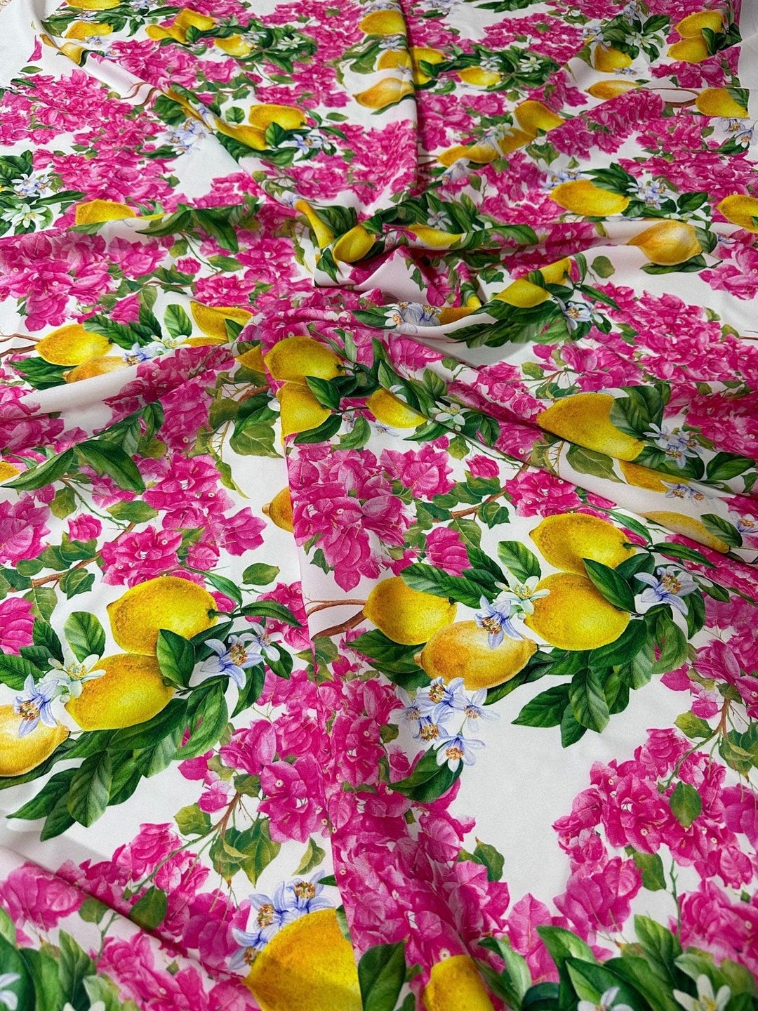 Lemon Pink Floral Fabric - Crafting Sewing Material - Etsy