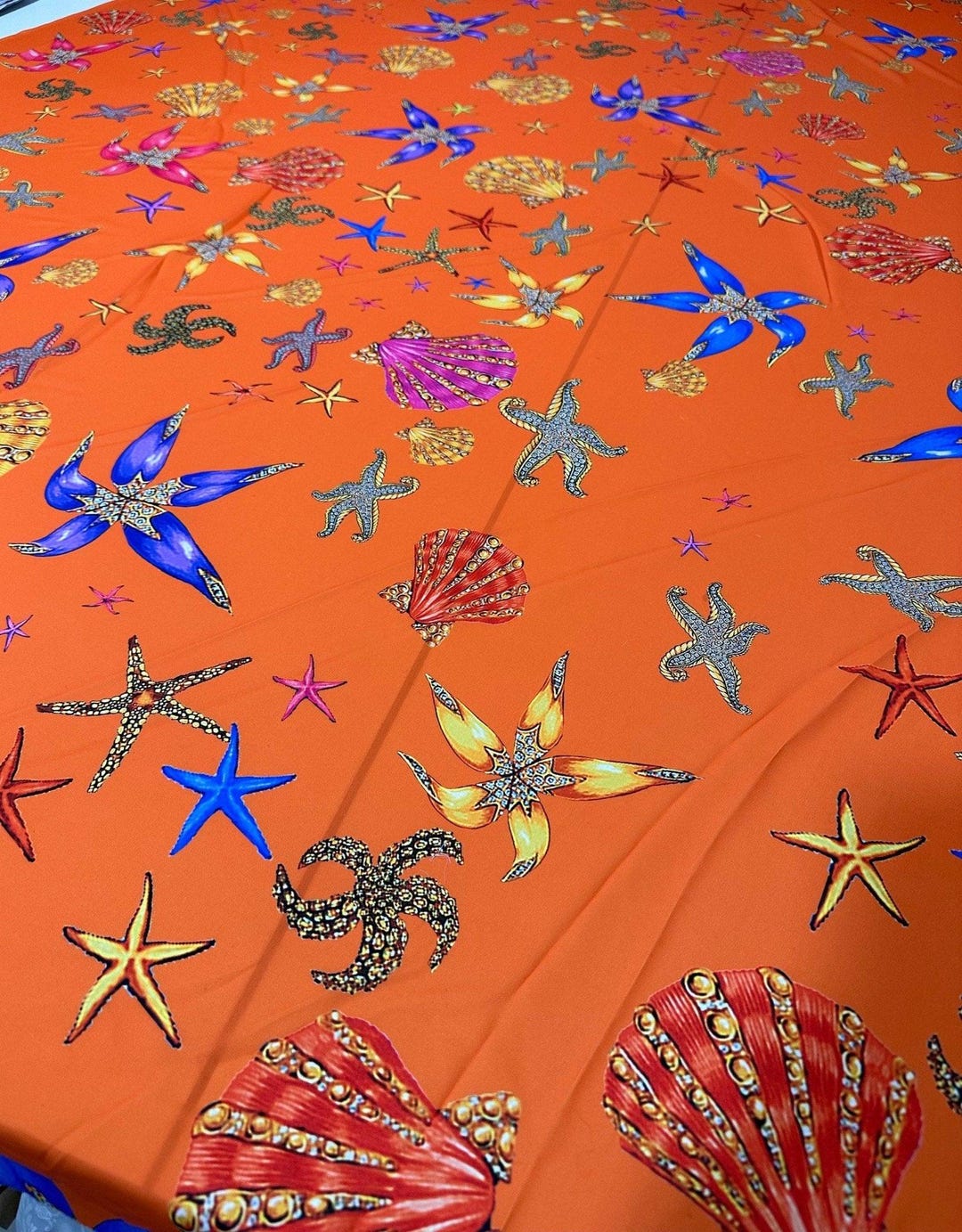 Orange Oyster Sea Shell Pattern Fabric by the Yard - Vibrant Design for ...
