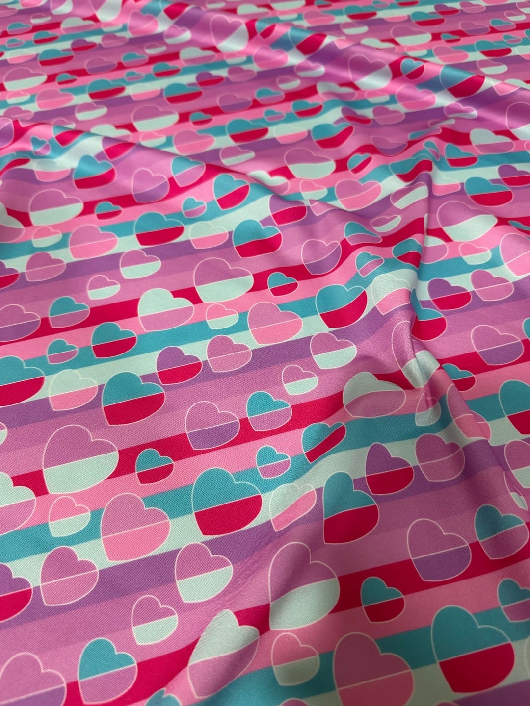 Barbie Heart Print Fabric, High Quality Spandex 4-way Stretch Fabric ...
