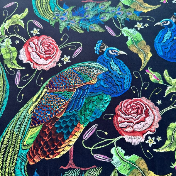 Peacock Pattern Fabric - Etsy