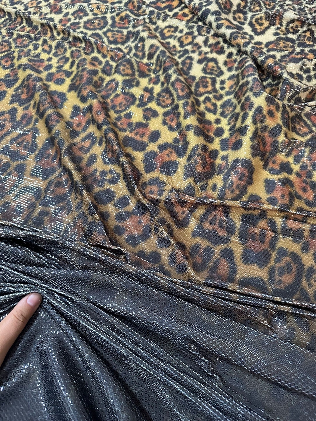 Leopard Print Sequin Fabric, 2-way Stretch Sequin Fabric, Exotic Animal ...