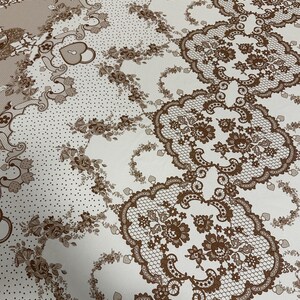 Vintage Lace-inspired Brown Floral Fabric for Elegant Crafting and ...