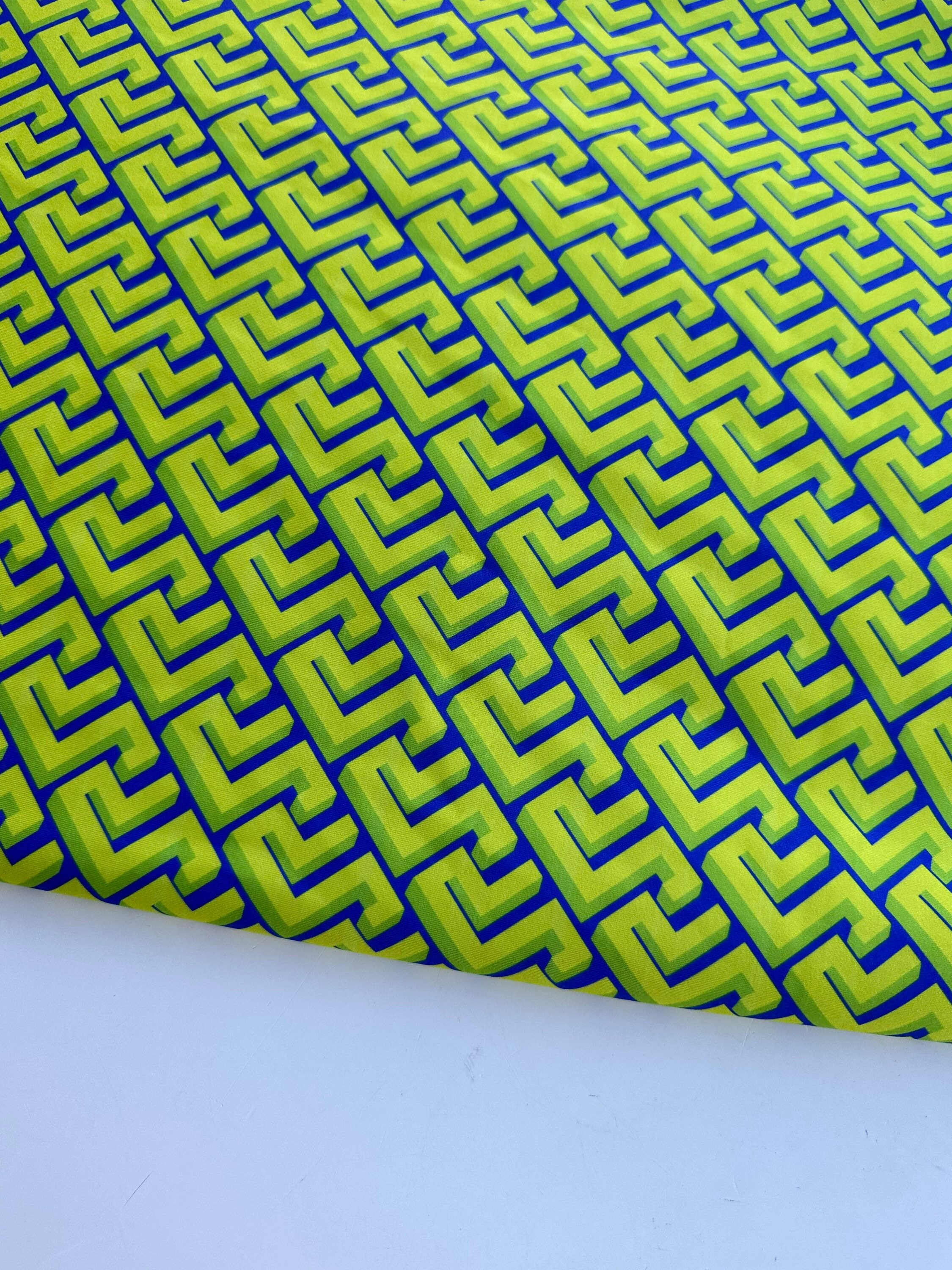 Stretch Fabric Greek Key Pattern Fabric Neon Green Geometric - Etsy